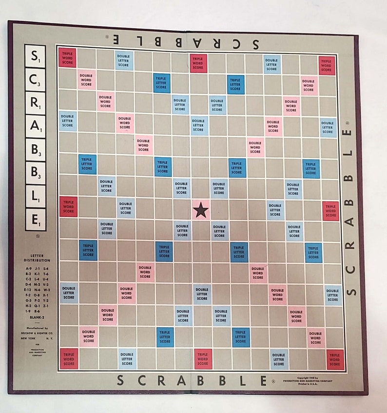 Vintage Scrabble Game by Selchow and Righter C. 1948 / 1953 - Complete ...