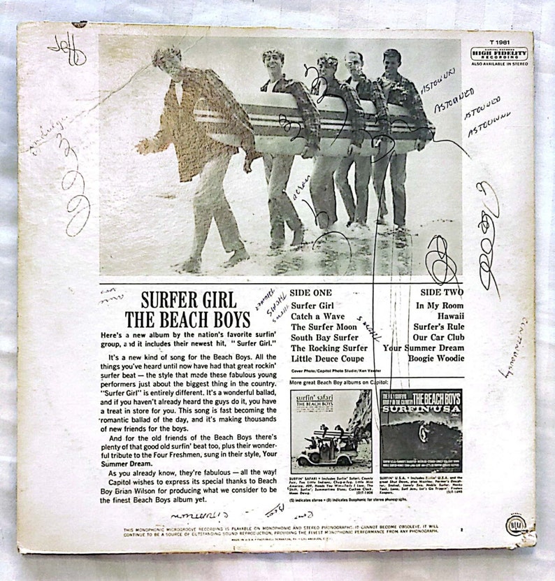 Beach Boys SURFER GIRL 1981 1963 - Etsy