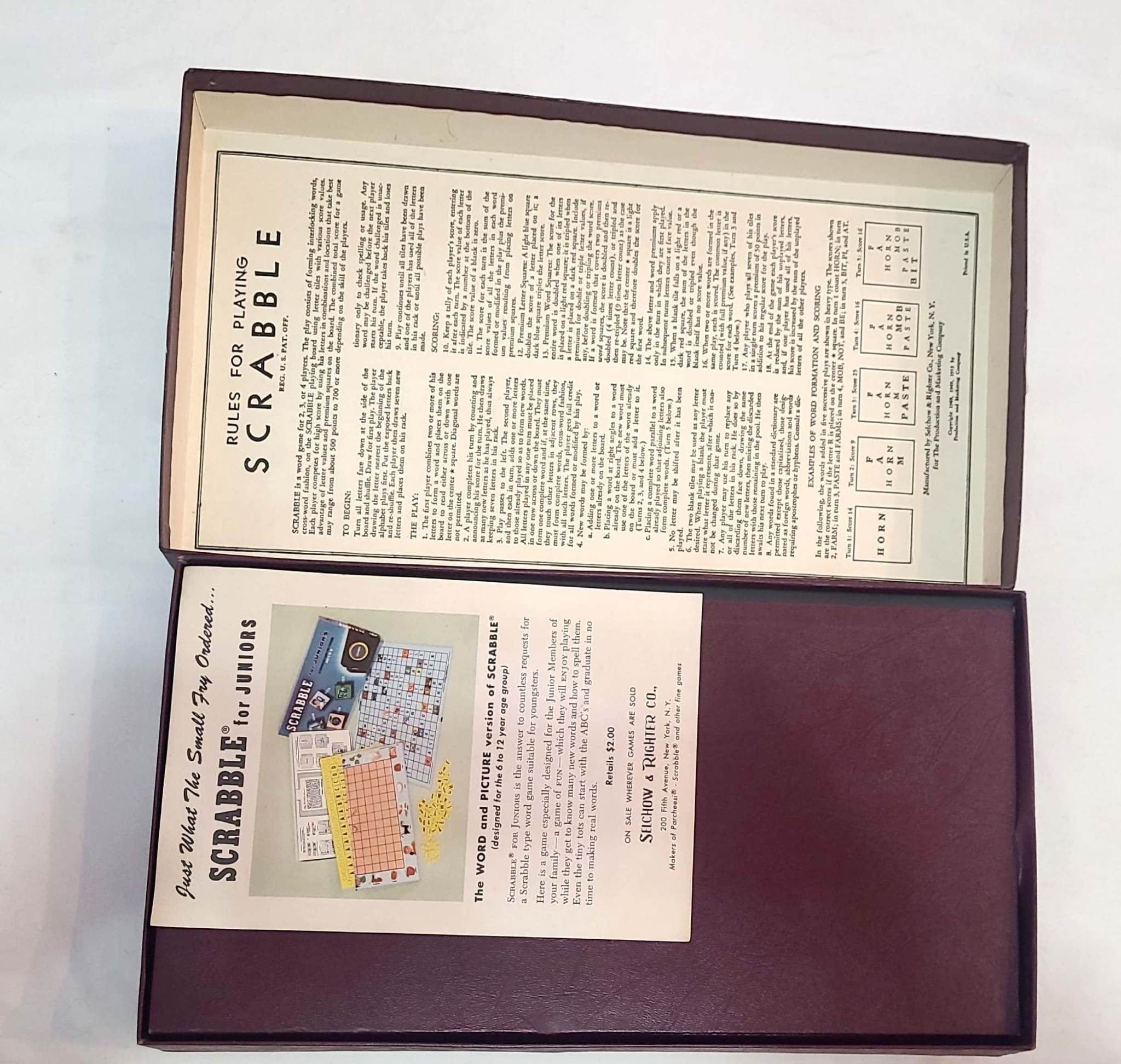 Vintage Scrabble Game by Selchow and Righter C. 1948 / 1953 - Complete ...