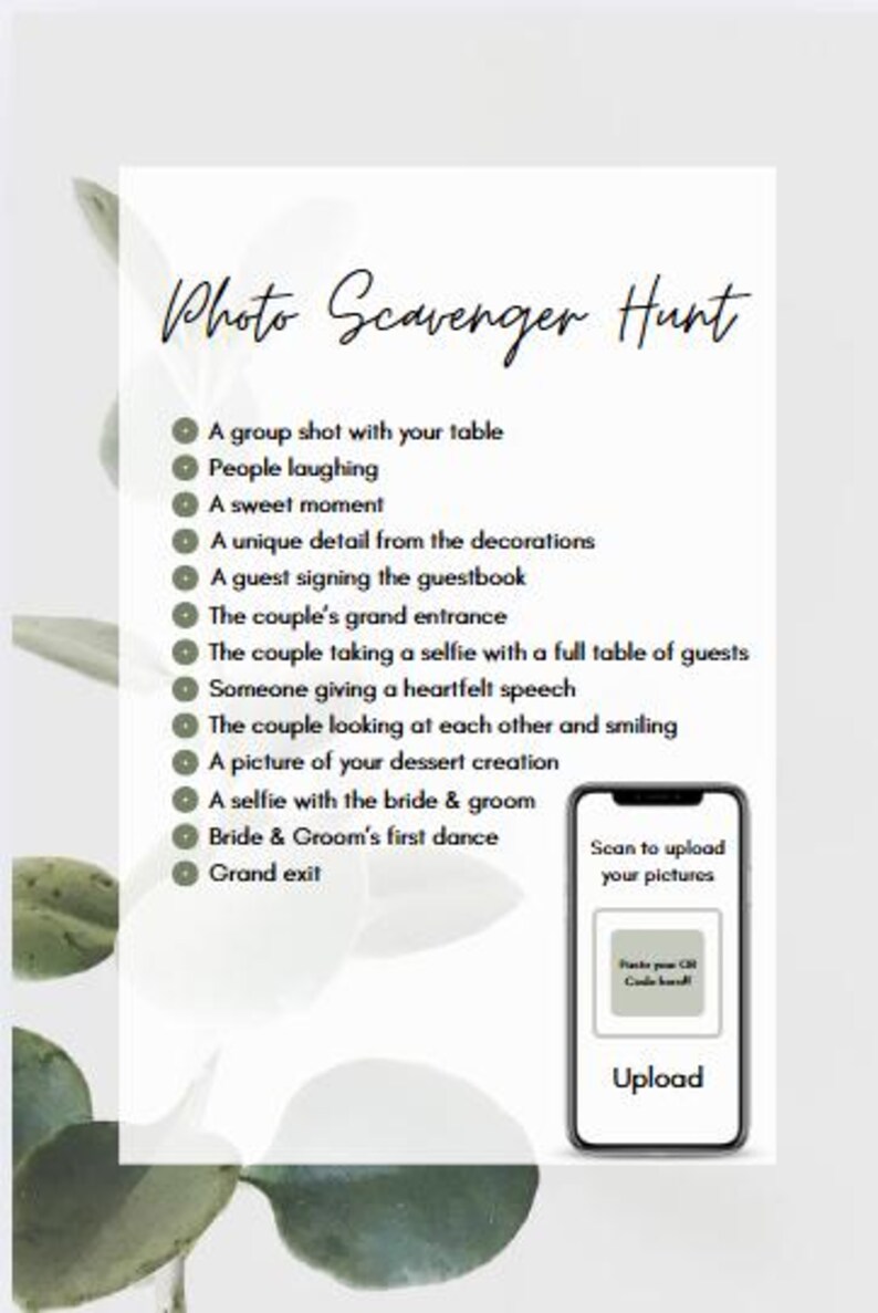 Wedding Photo Scavenger Hunt I Spy Print Out Template - Etsy