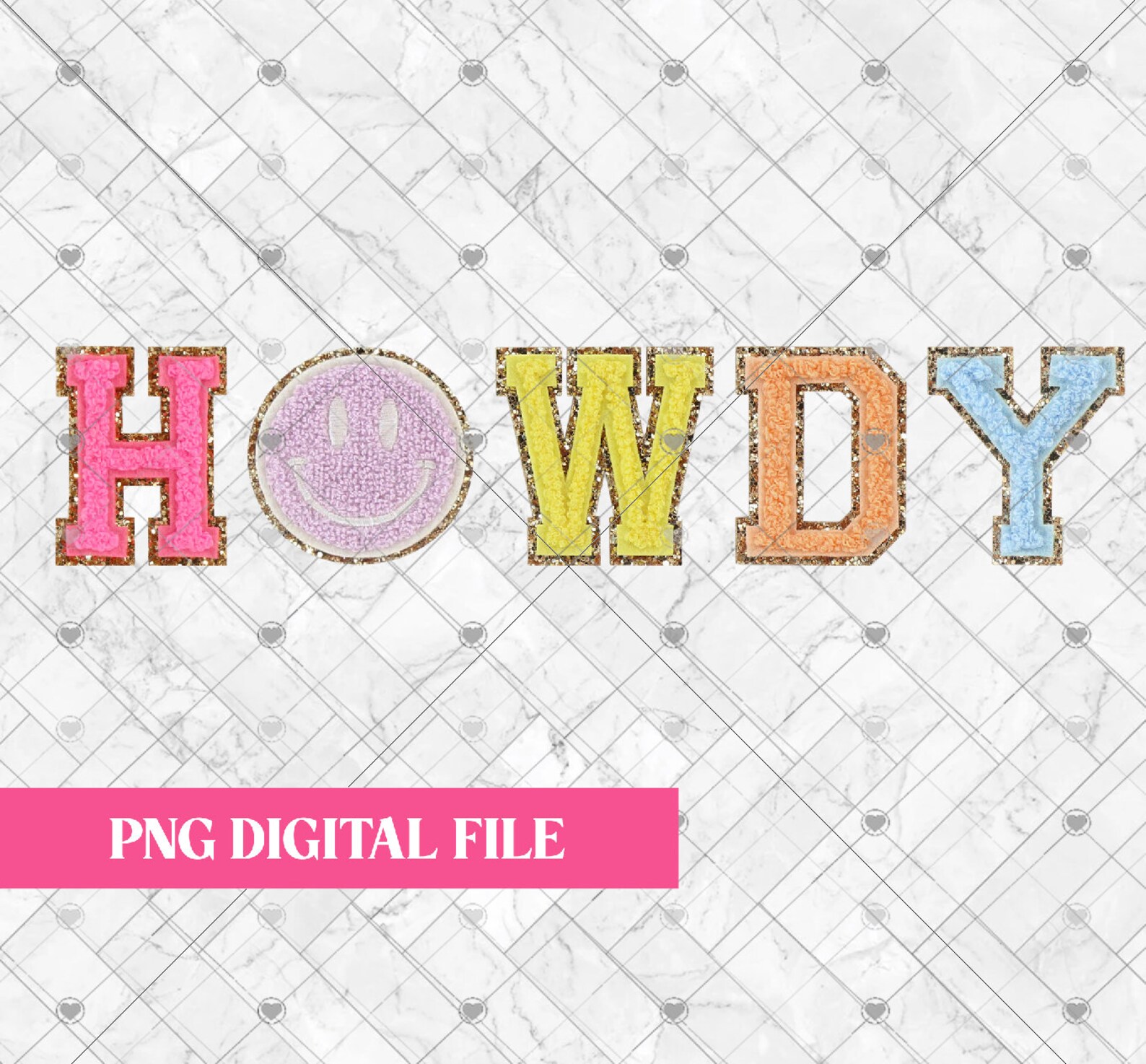 Howdy Faux Chenille PNG Varsity Letters Instant Download - Etsy