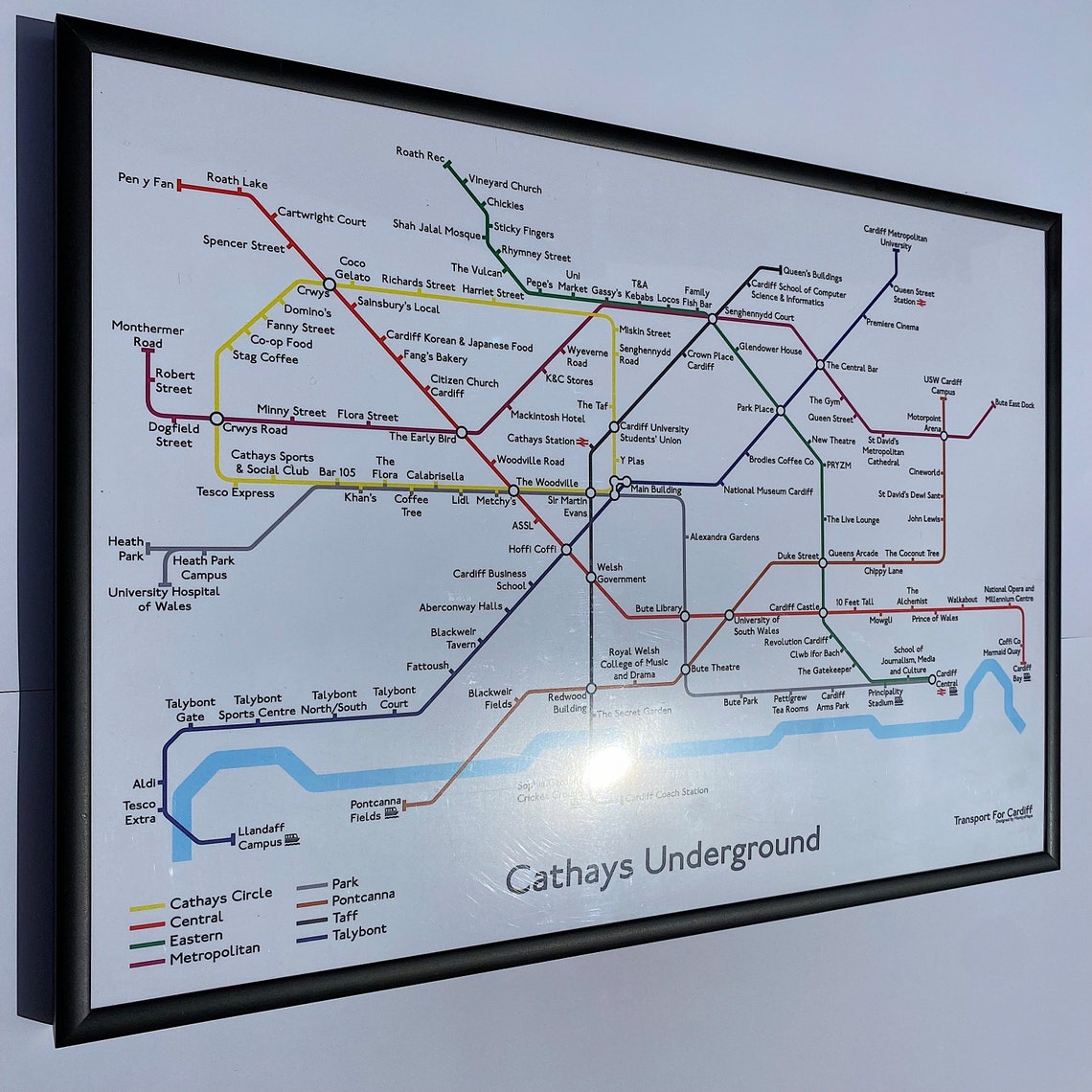Cardiff Cathays Underground Map - Etsy