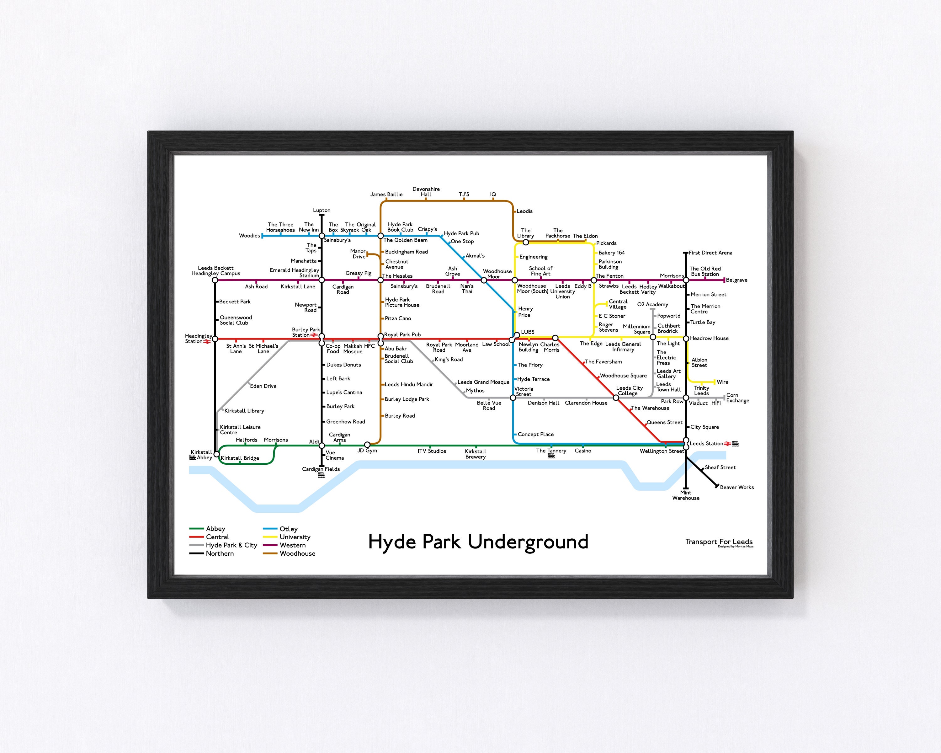 Leeds Hyde Park Underground Map - Etsy UK