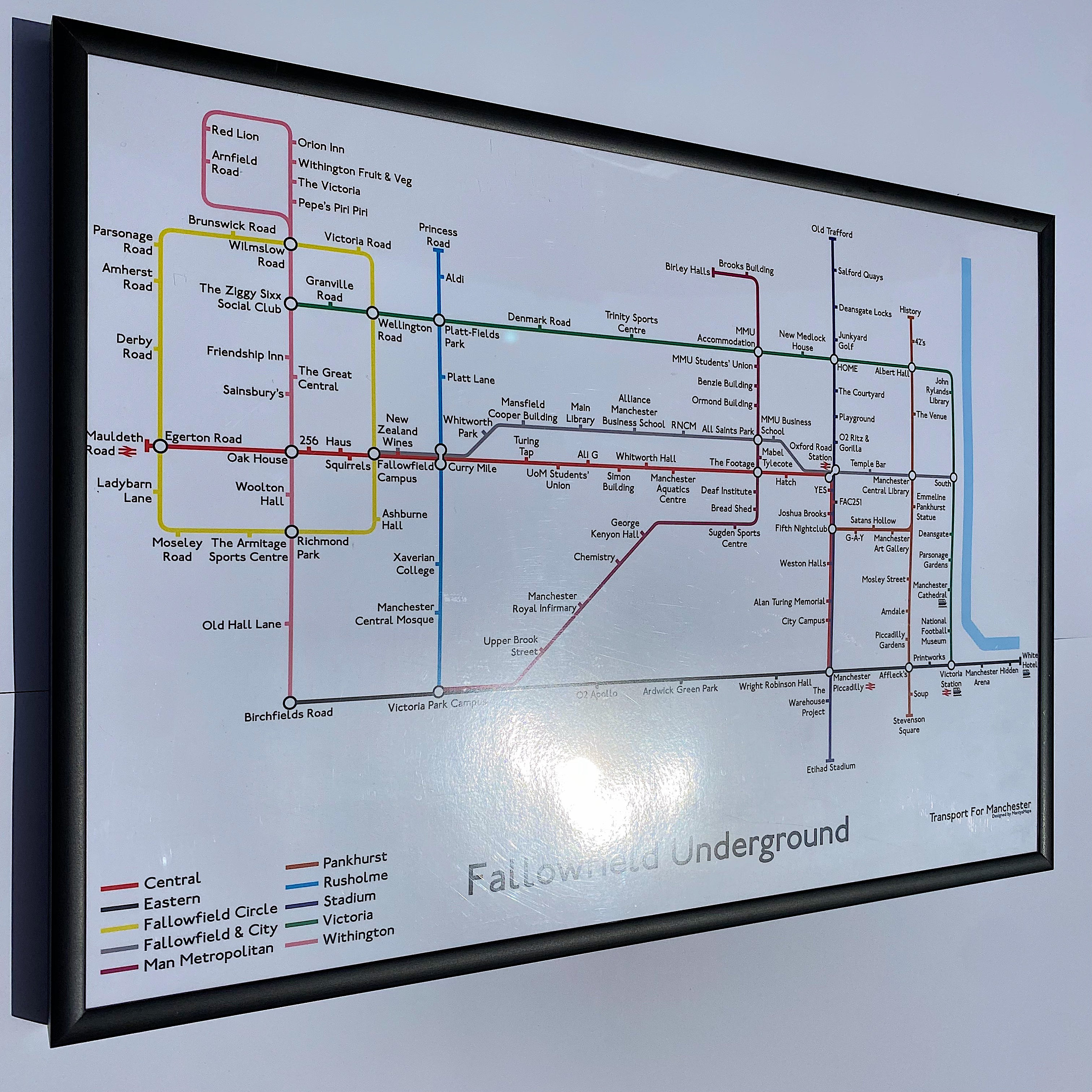 Manchester Fallowfield Underground Map - Etsy UK