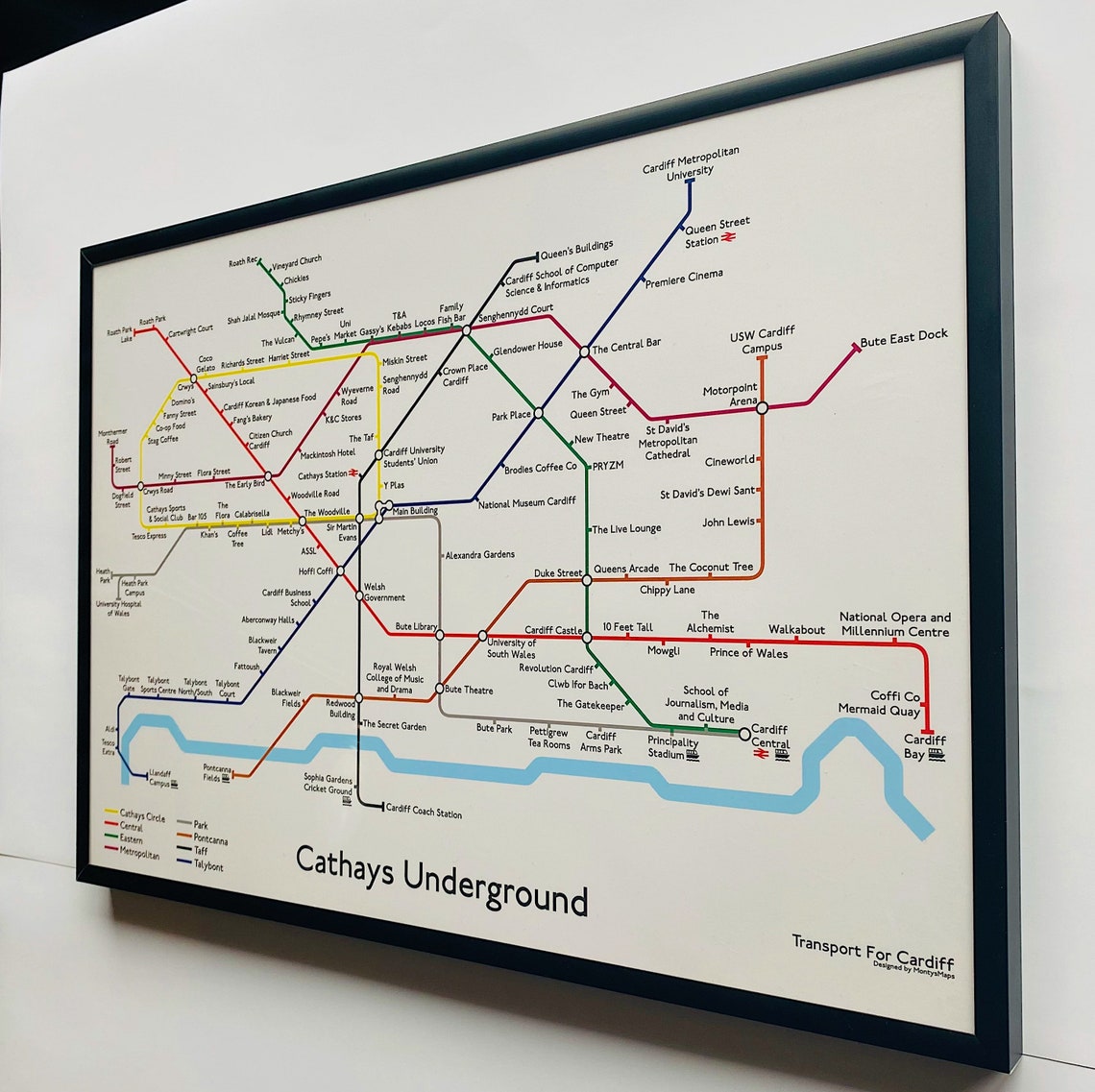 Cardiff Cathays Underground Map | Etsy