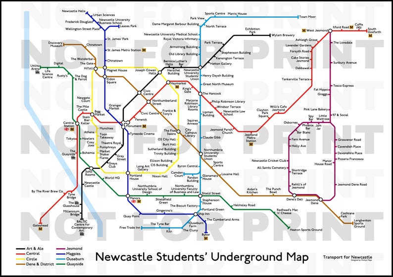 Newcastle Students' Underground Map - Etsy
