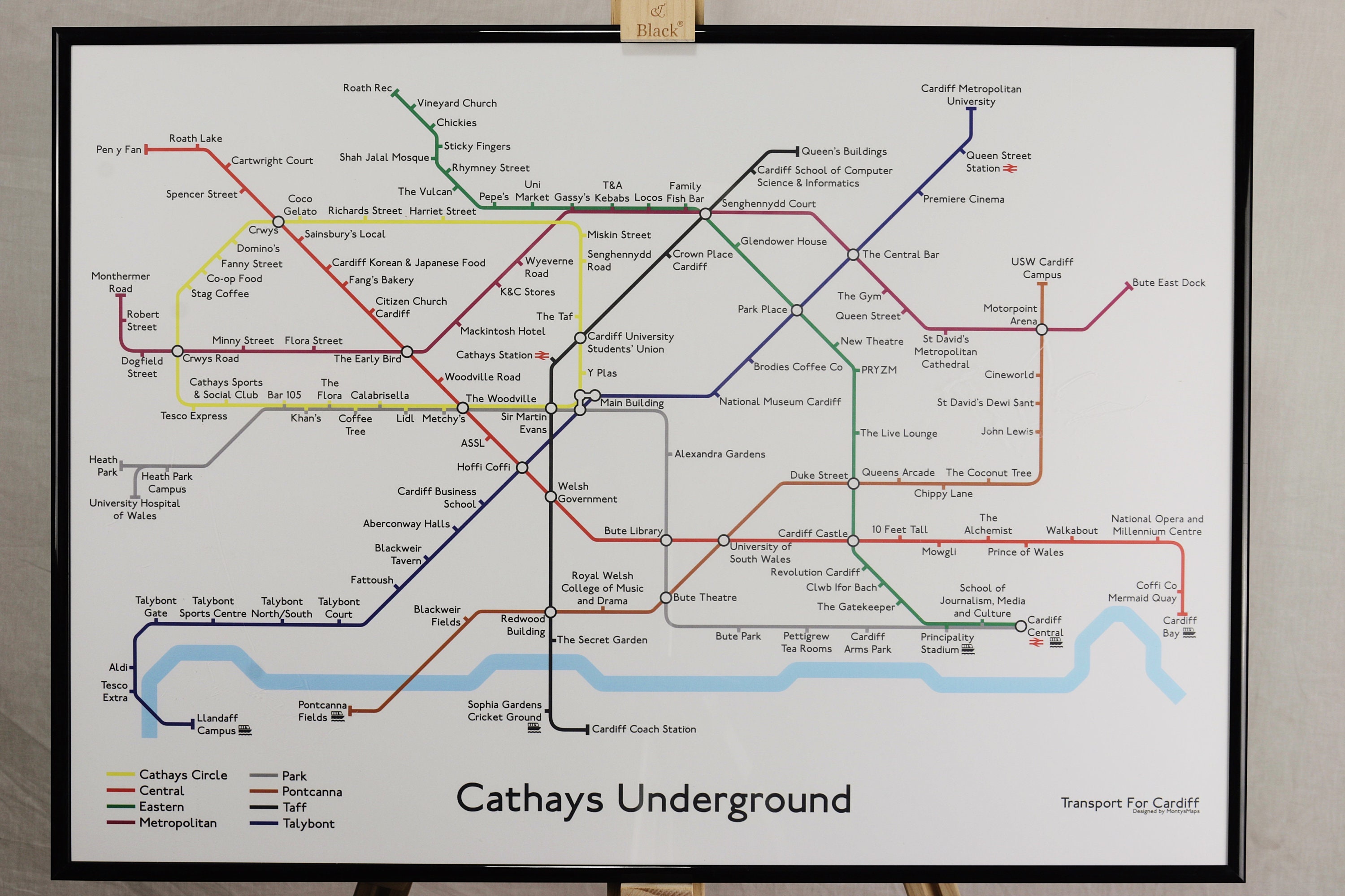 Cardiff Cathays Underground Map - Etsy UK
