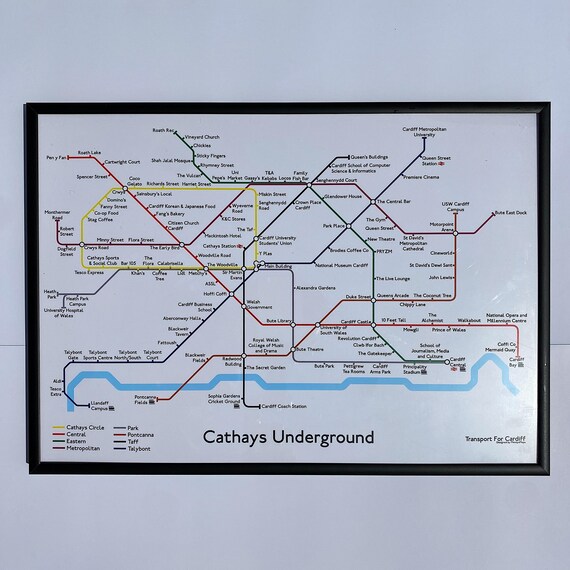 Cardiff Cathays Underground Map - Etsy