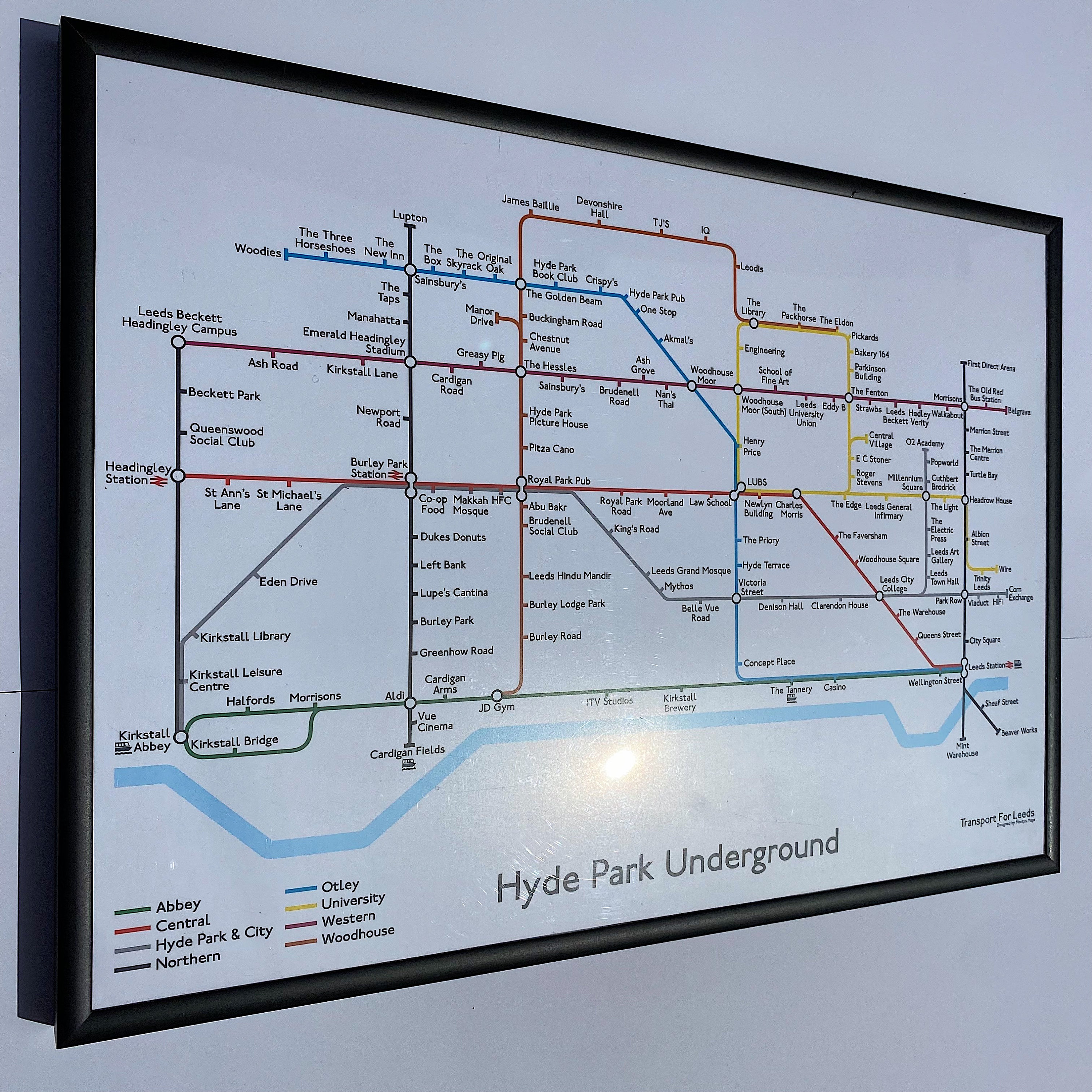 Leeds Hyde Park Underground Map - Etsy UK