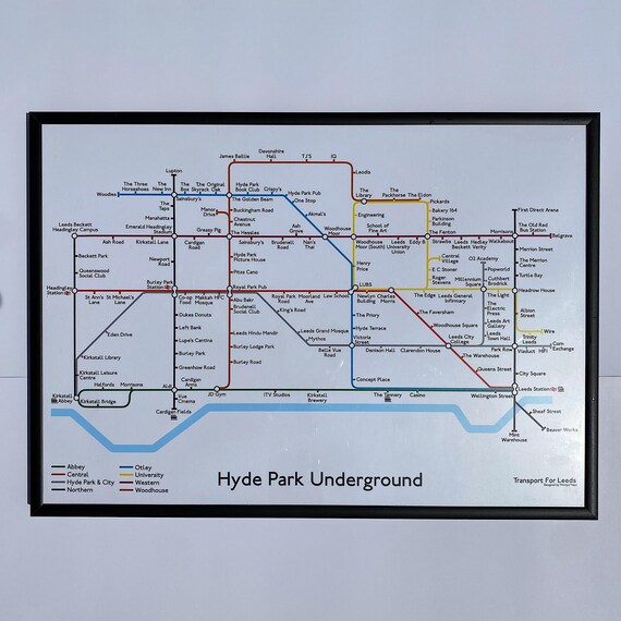 Leeds Hyde Park Underground Map - Etsy UK