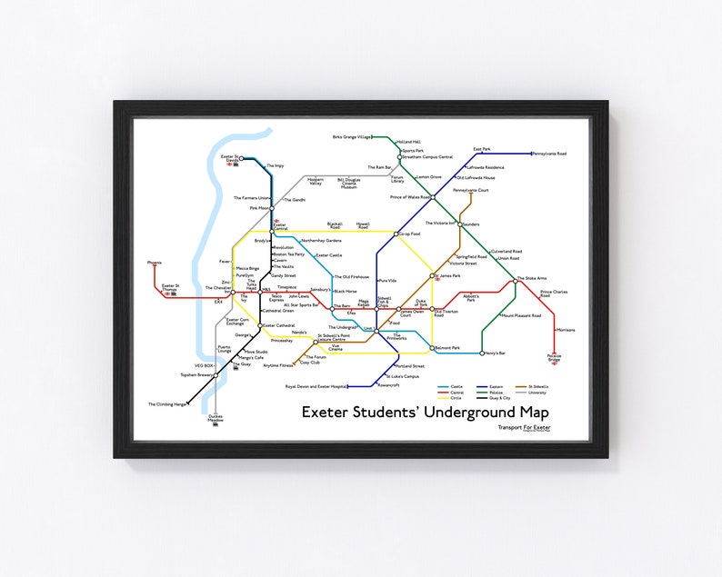 Exeter Students' Underground Map - Etsy