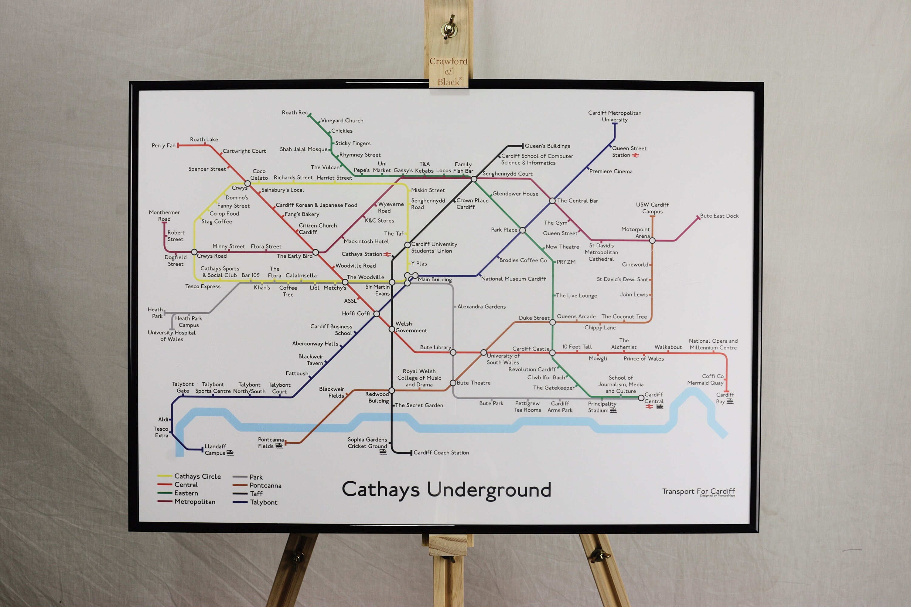 Cardiff Cathays Underground Map - Etsy