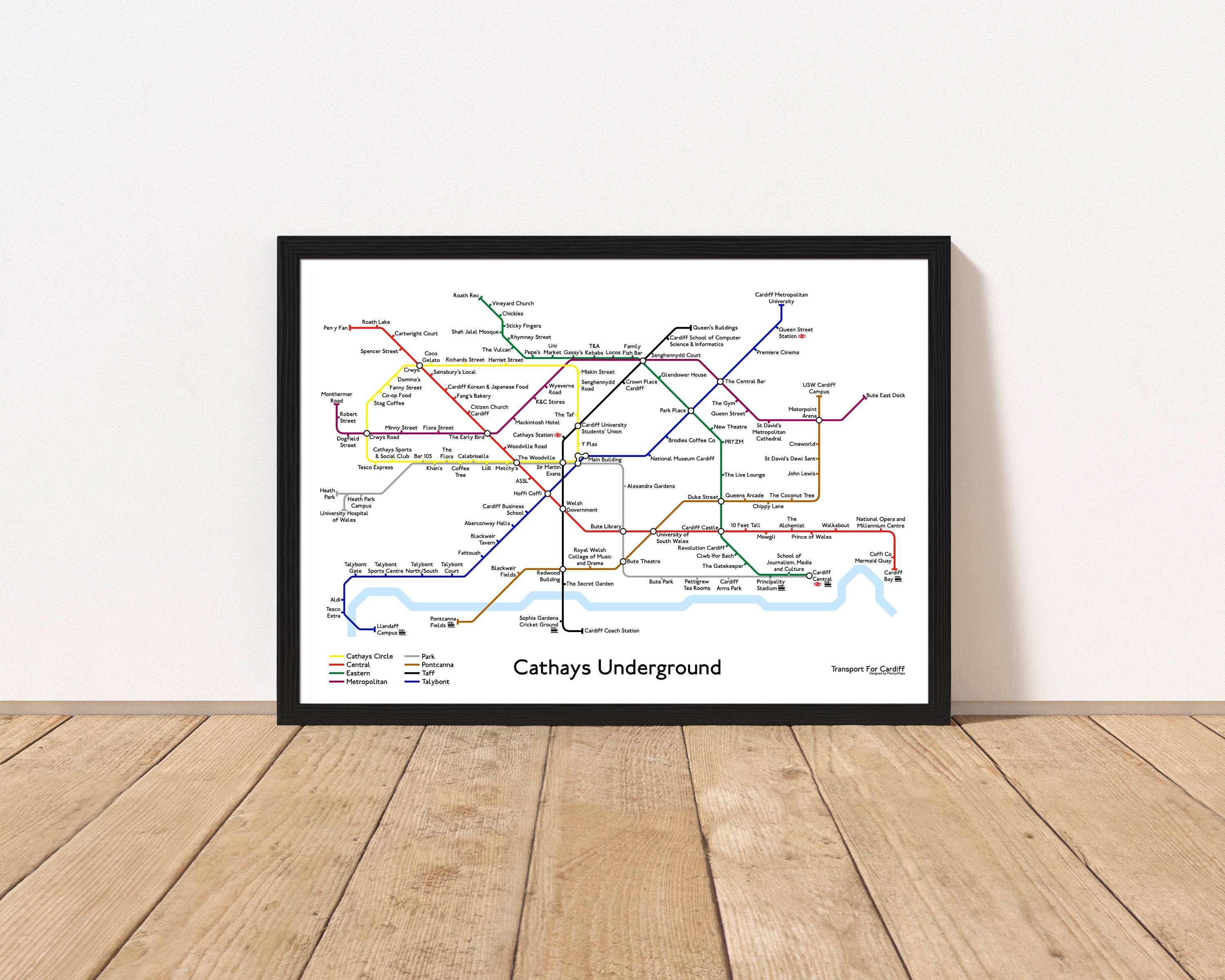 Cardiff Cathays Underground Map - Etsy UK