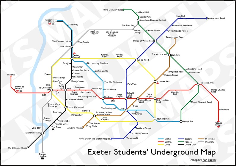 Exeter Students' Underground Map - Etsy