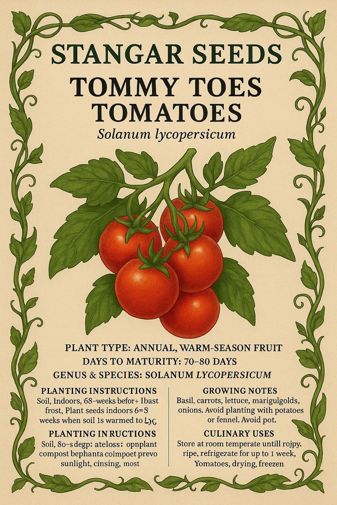 Stangar’s Tommy Toes Tomato Seeds - Etsy