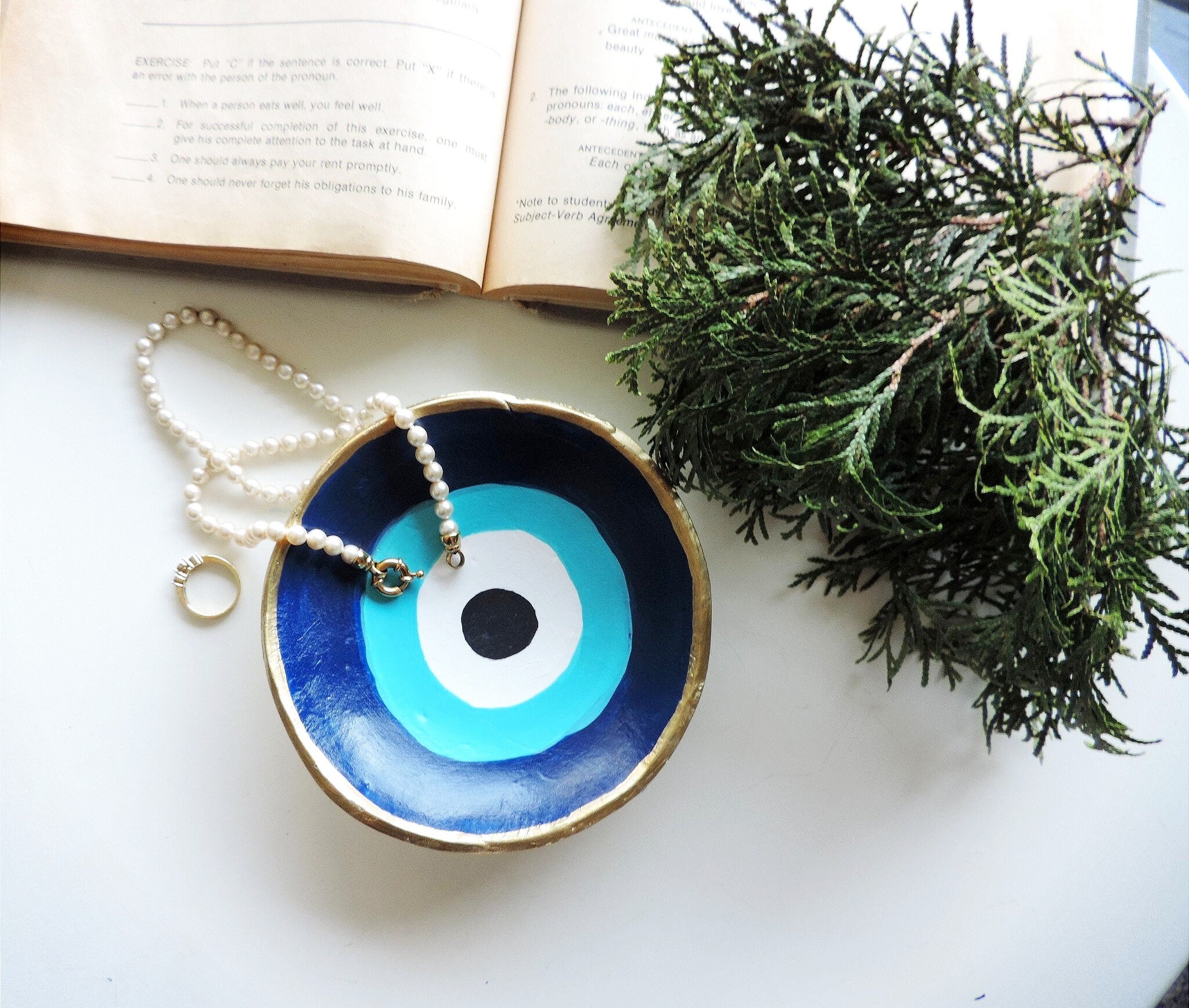 Evil Eye Ring Dish, Trinket Dish, Clay Ring Dish, Jewelry Dish, Witchy ...