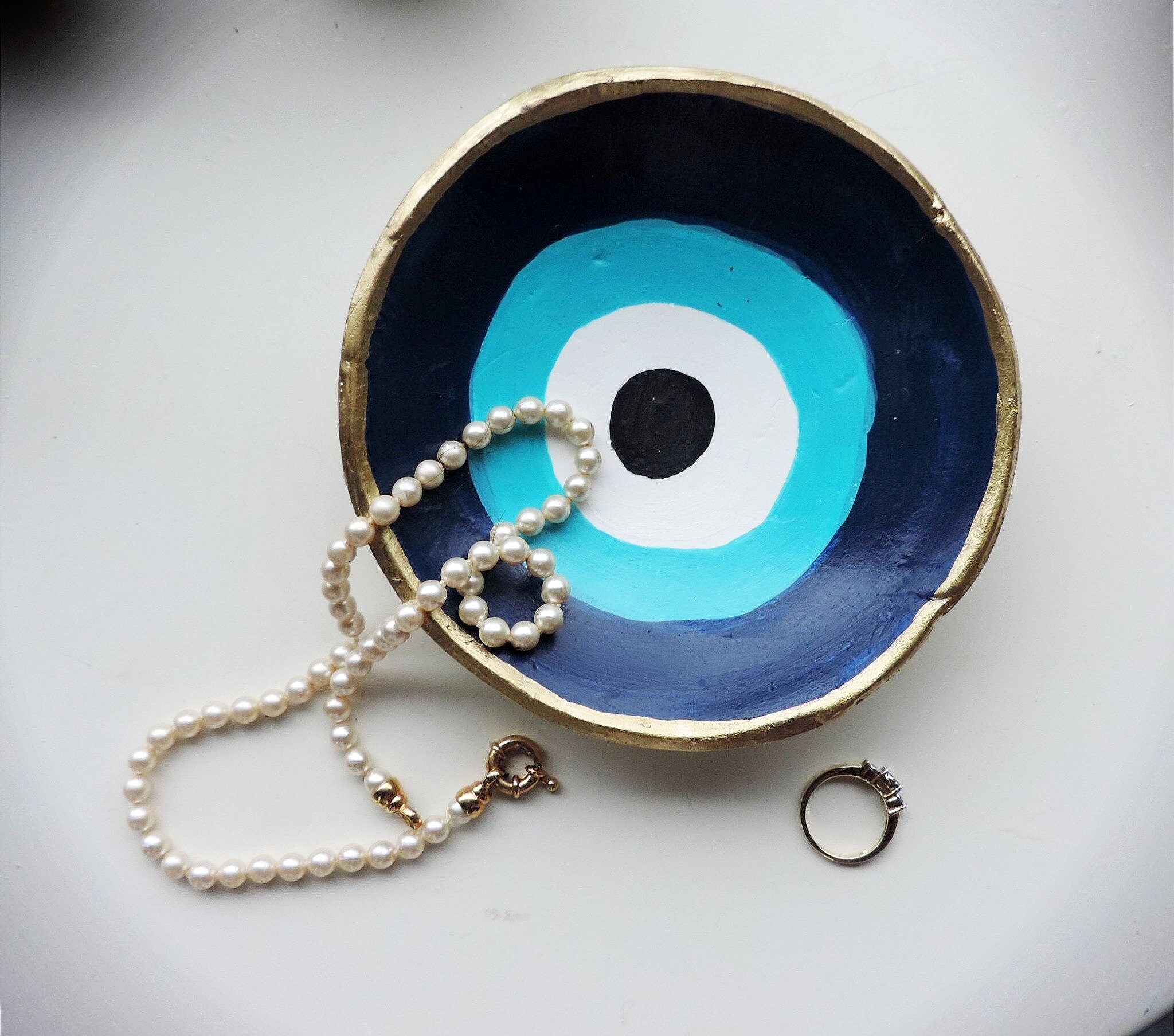 Evil Eye Ring Dish, Trinket Dish, Clay Ring Dish, Jewelry Dish, Witchy ...