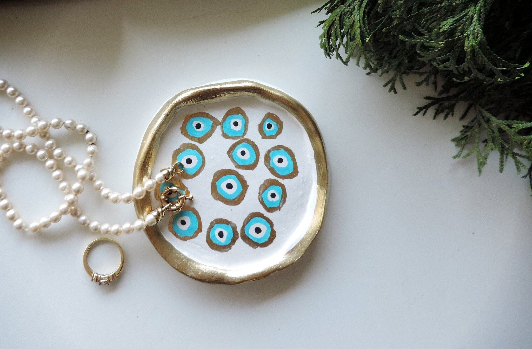 Evil Eye Ring Dish, Trinket Dish, Clay Ring Dish, Jewelry Dish, Witchy ...