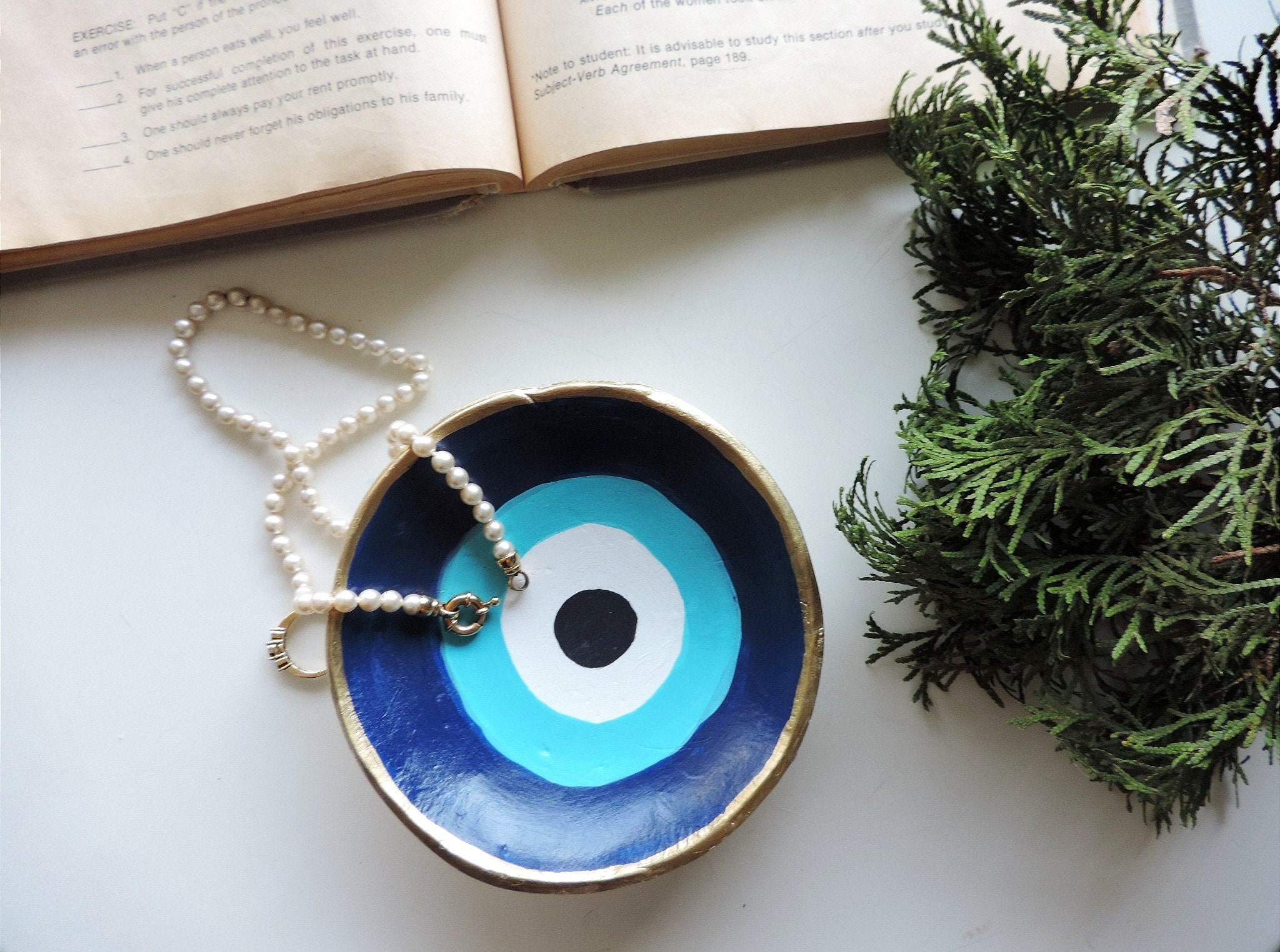 Evil Eye Ring Dish, Trinket Dish, Clay Ring Dish, Jewelry Dish, Witchy ...