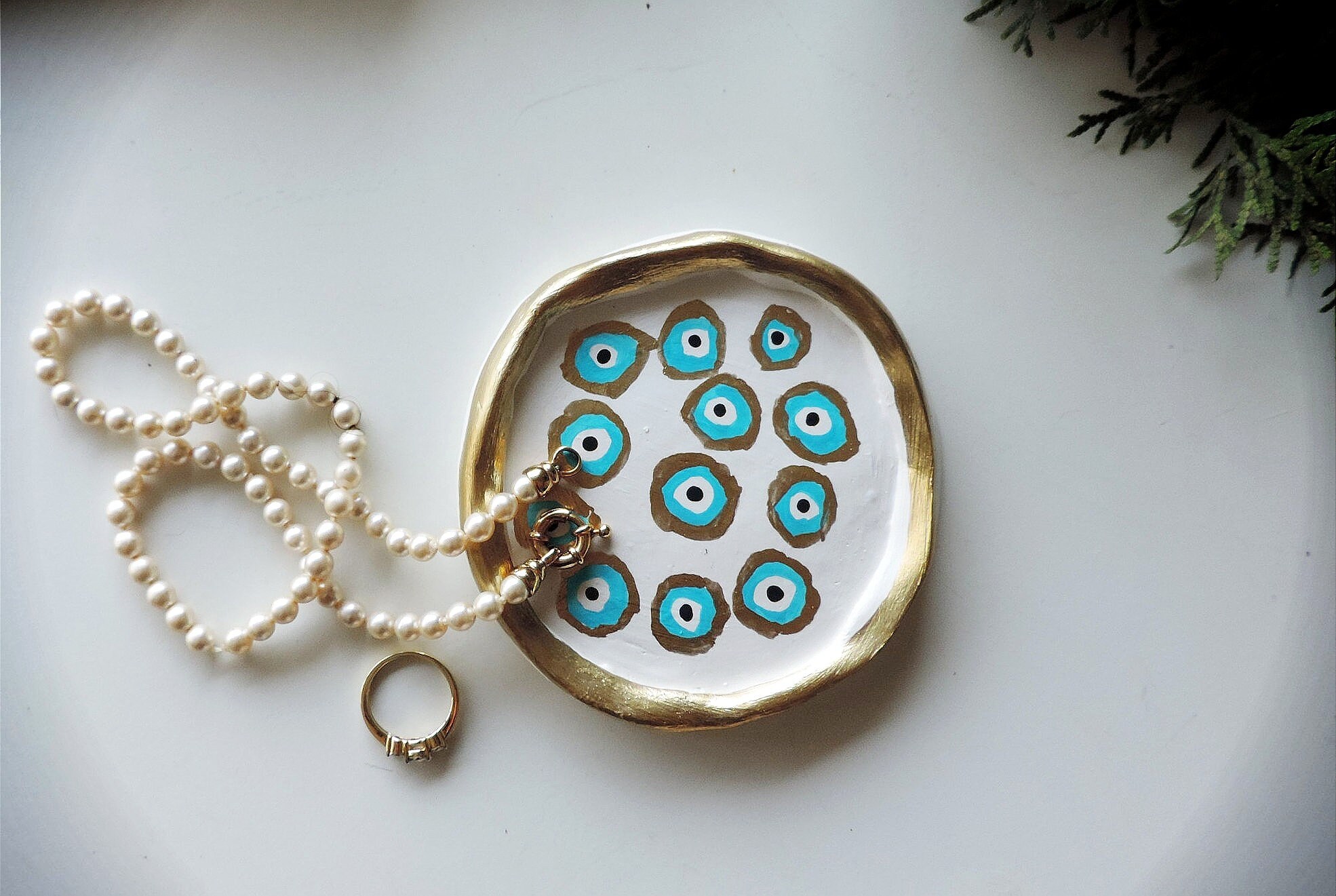 Evil Eye Ring Dish, Trinket Dish, Clay Ring Dish, Jewelry Dish, Witchy ...