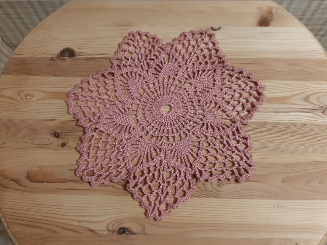Pink Circle Handmade Crochet Vintage Cotton Doily Crochet - Etsy