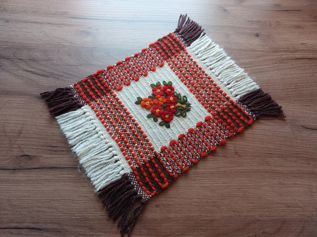 Handmade Vintage Wool Table Mat, Scandinavian Table Decor, Kitchen ...
