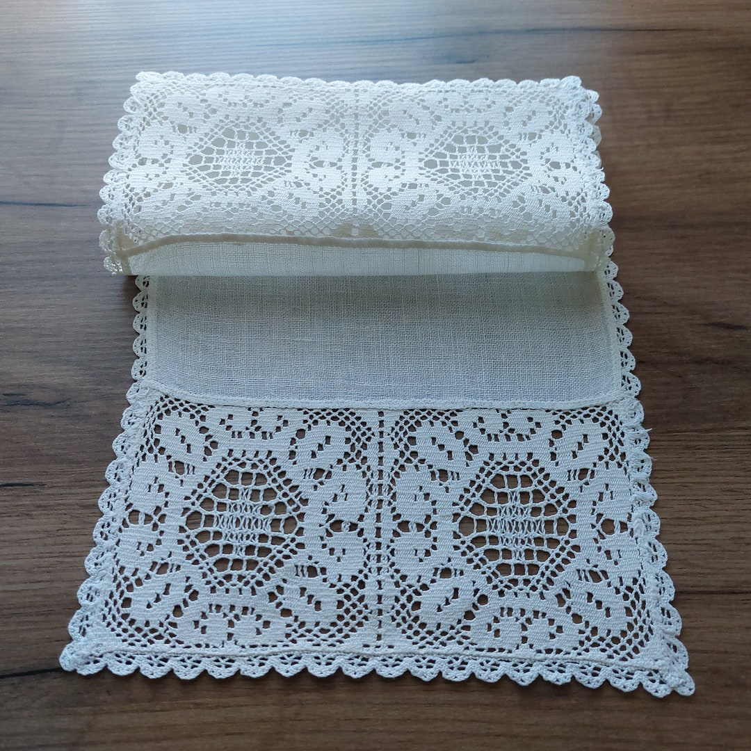 Vintage Scandinavian Lace Doily, Lace Table Mat, White Linen Table Mat ...