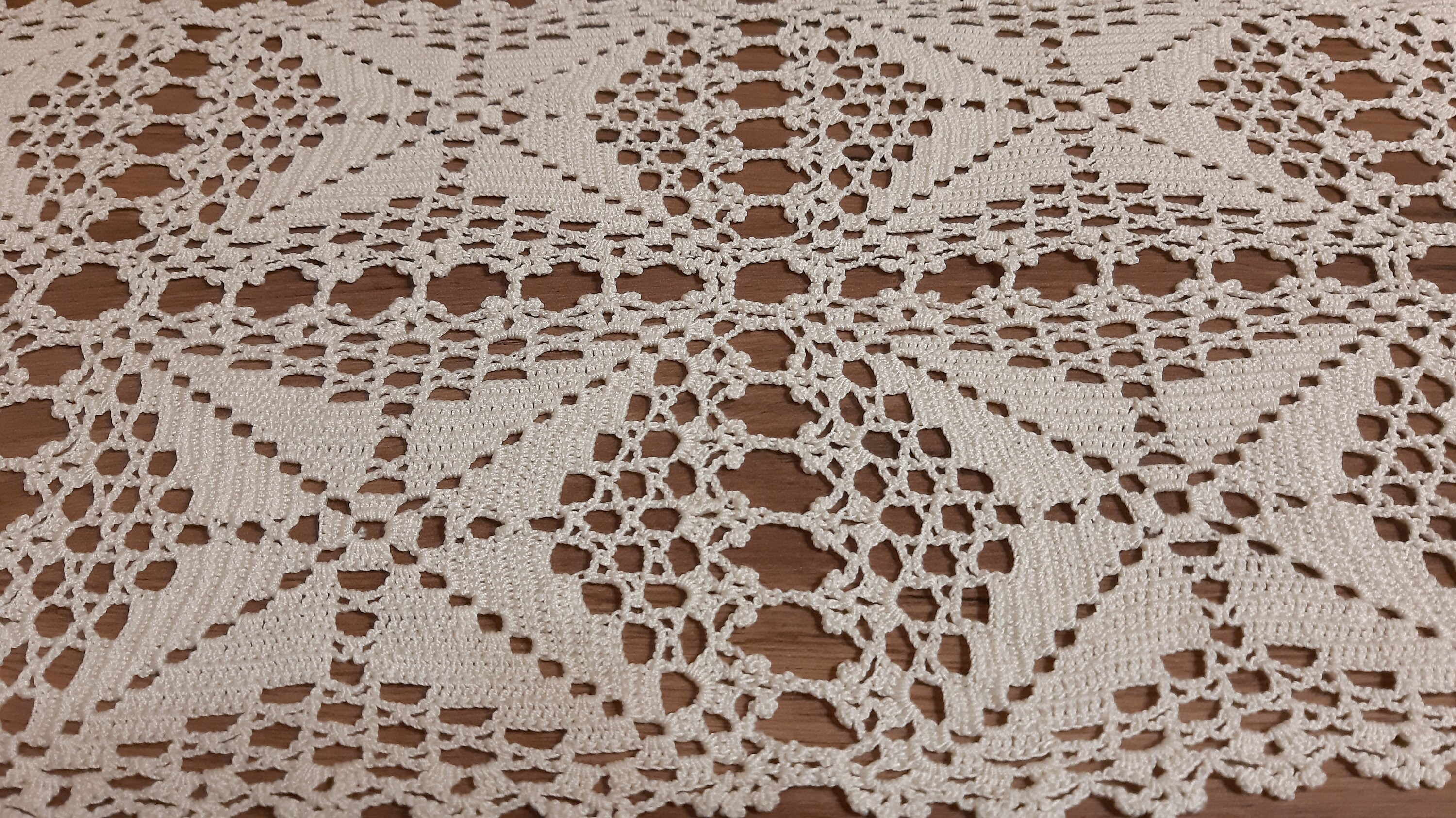 Vintage White Handmade Crochet Cotton Fabric Table Runner, Rustic ...