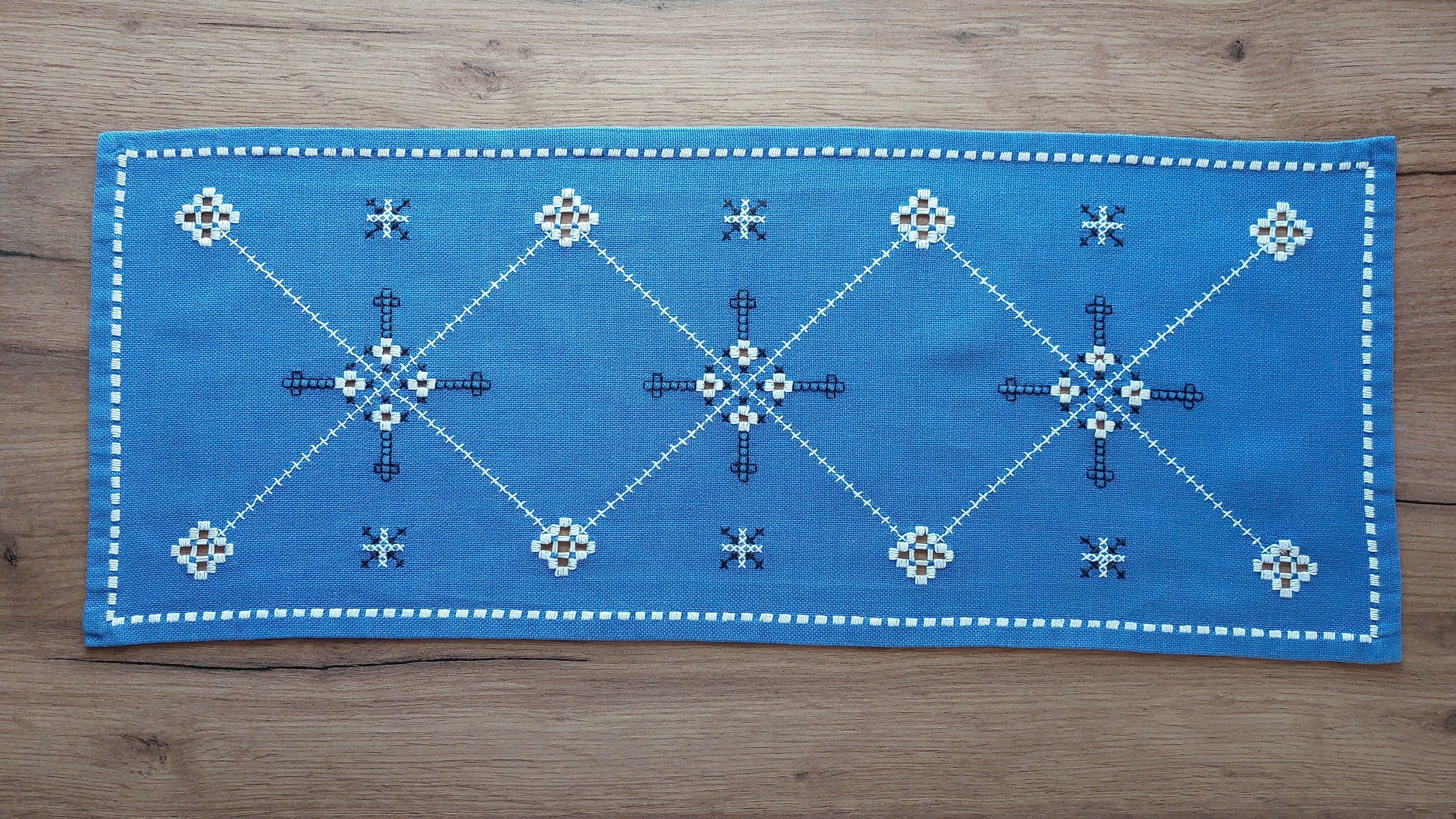 Vintage Hardanger Embroidered Table Topper Table Mat Blue - Etsy