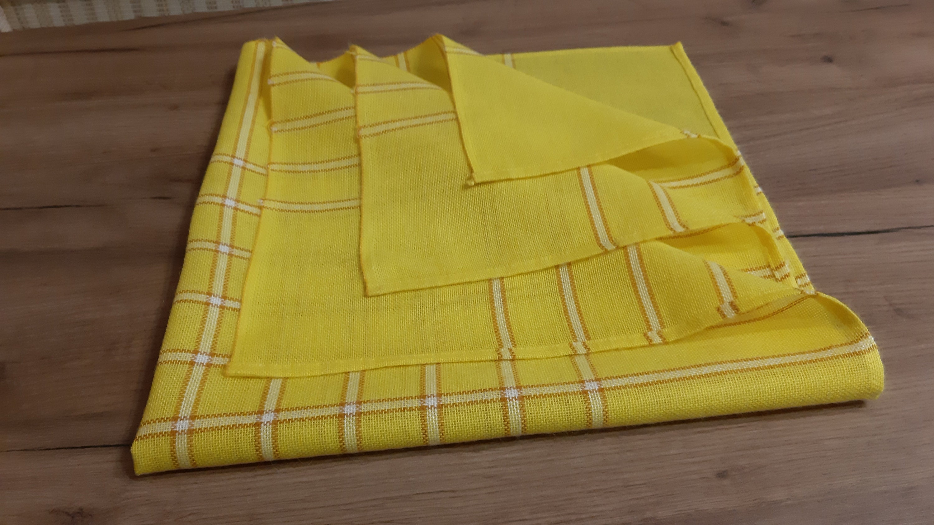 Vintage Yellow Woven Synthetic Wool Tablecloth, Small Tablecloth ...