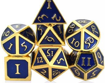 Navy Blue and Gold Dice Set - Etsy