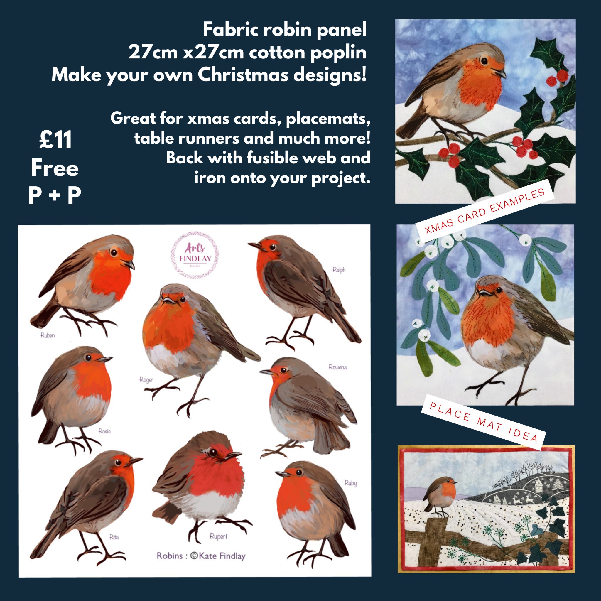 Robin Fabric Printed Panel for Applique and Craft Projects - Etsy UK
