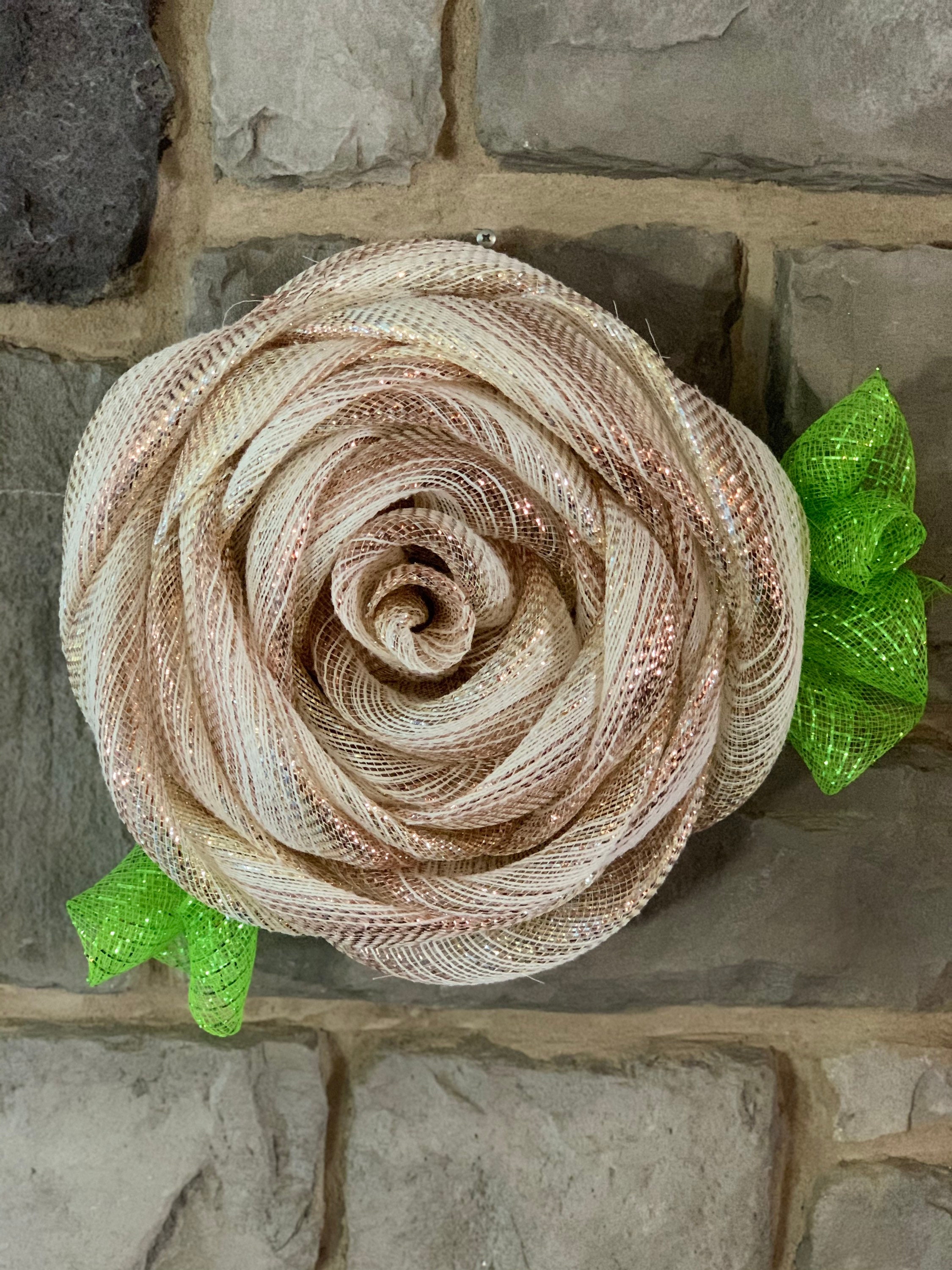 White and Rose Gold Deco Mesh Wreath - Etsy