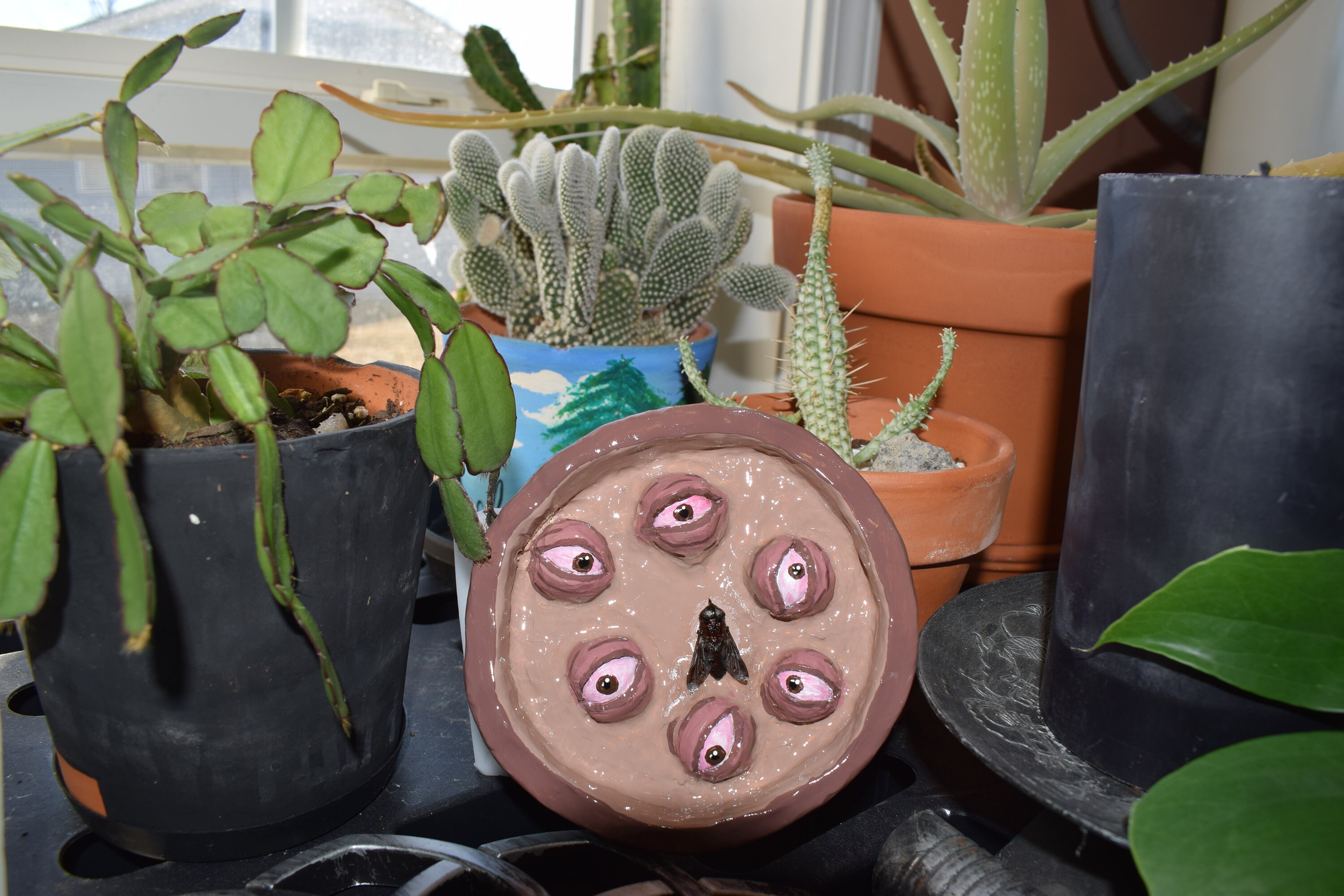 Goblin Core Clay Art Round Wall Sculpture Painting Details With Real ...