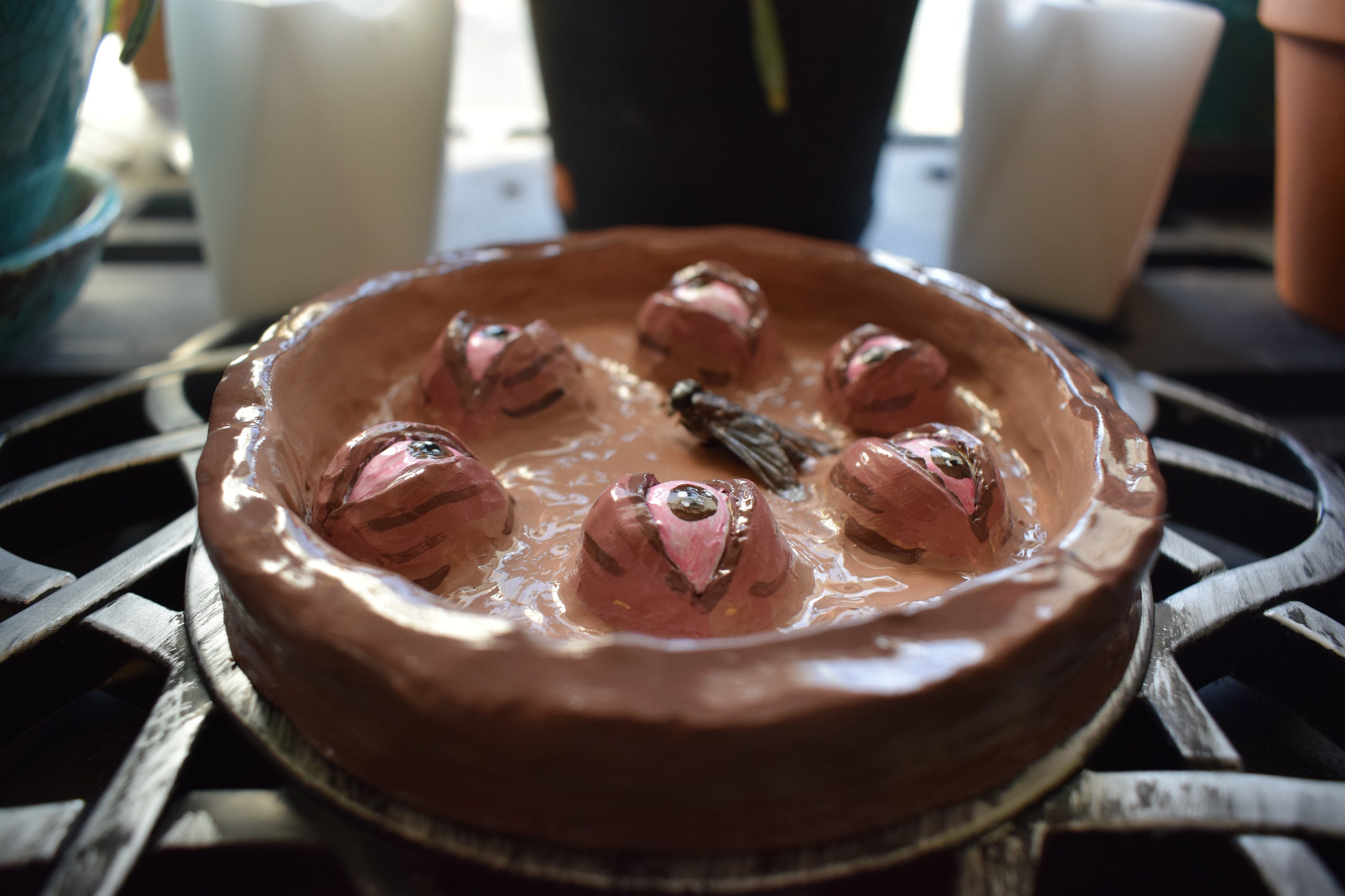 Goblin Core Clay Art Round Wall Sculpture Painting Details With Real ...