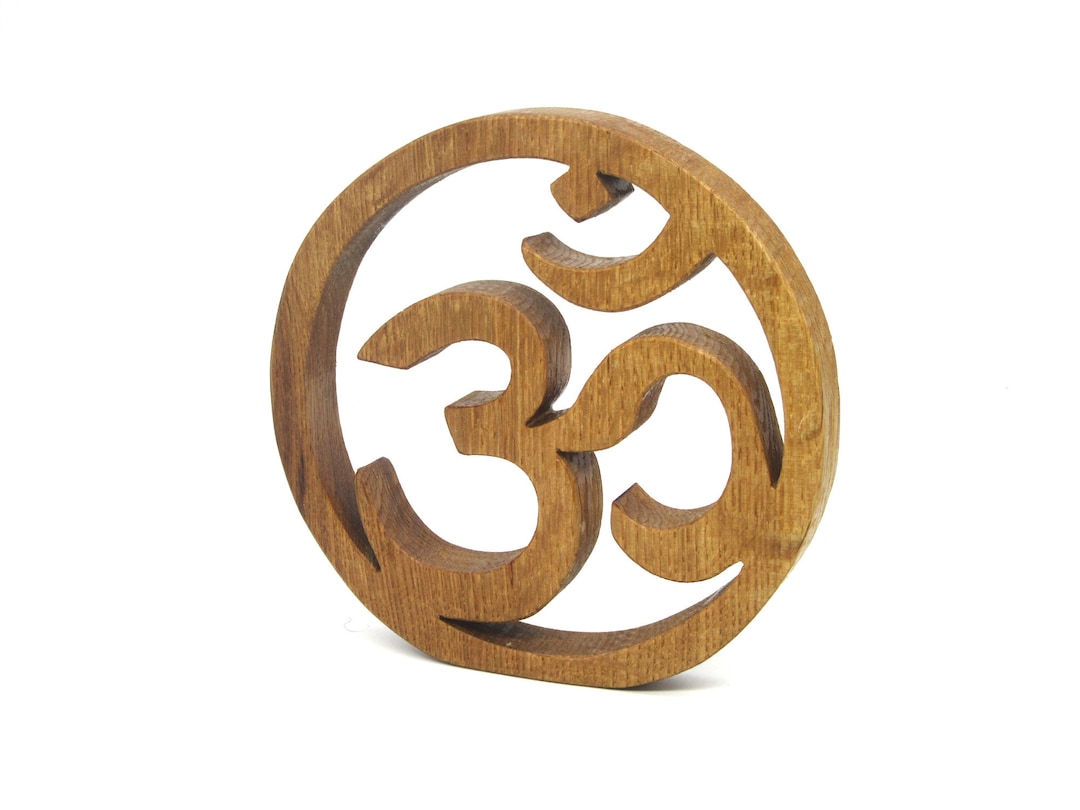Solid Oak, Free-standing, Om Symbol, Yoga, Buddhism, Hinduism, Namaste ...