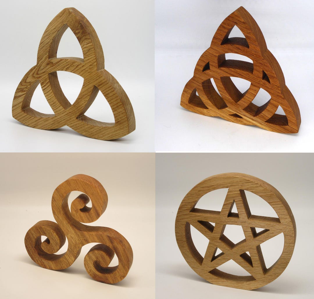 Solid Oak, Wooden, Free-standing, Celtic, Pagan, Wicca, Trinity Knot ...