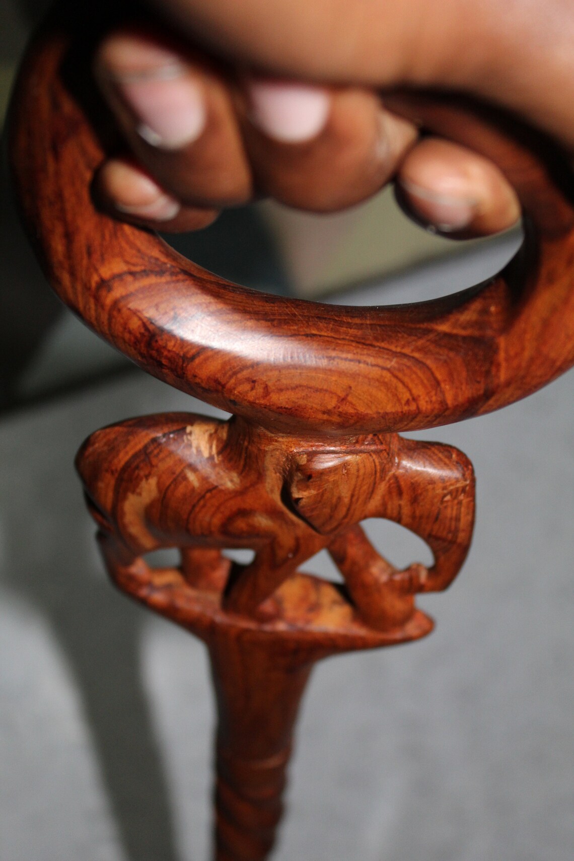 Rosewood Walking Stick With an Elephant Antique on the - Etsy