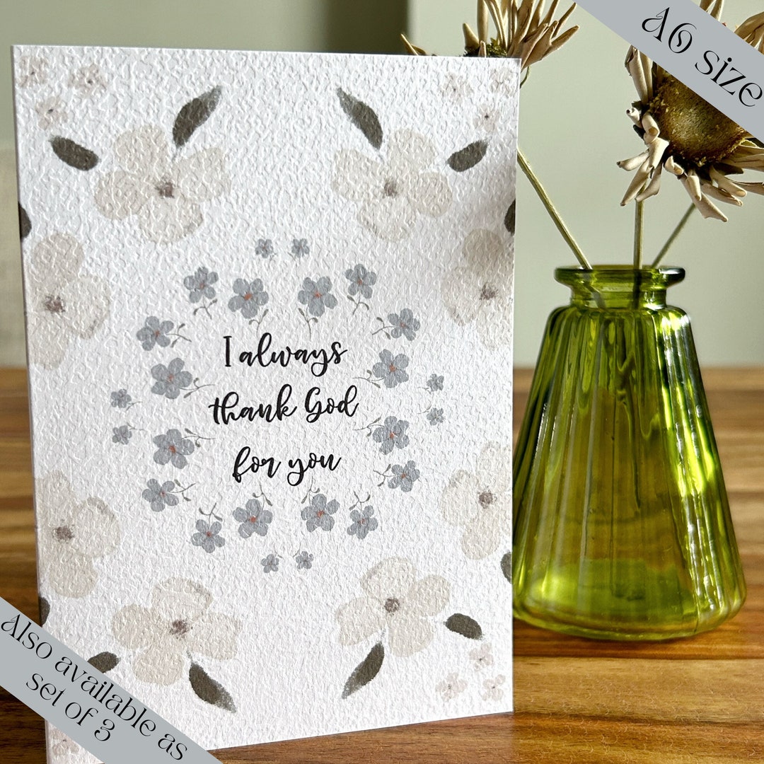 Christian Bible Verse Card | I Always Thank God for You | Christian ...