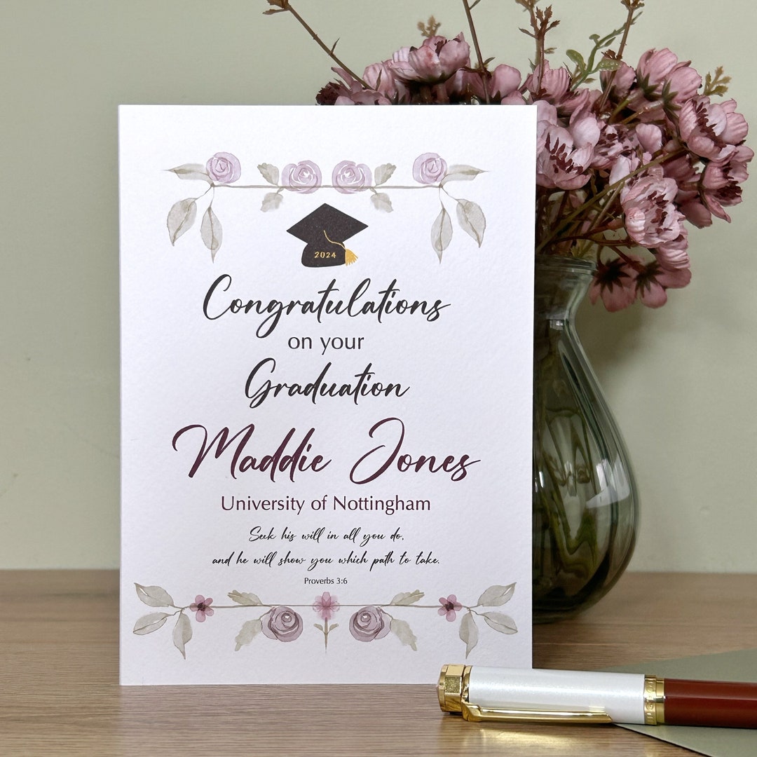 Graduation Card Bible Verse Graduation Card Personalised Christian ...