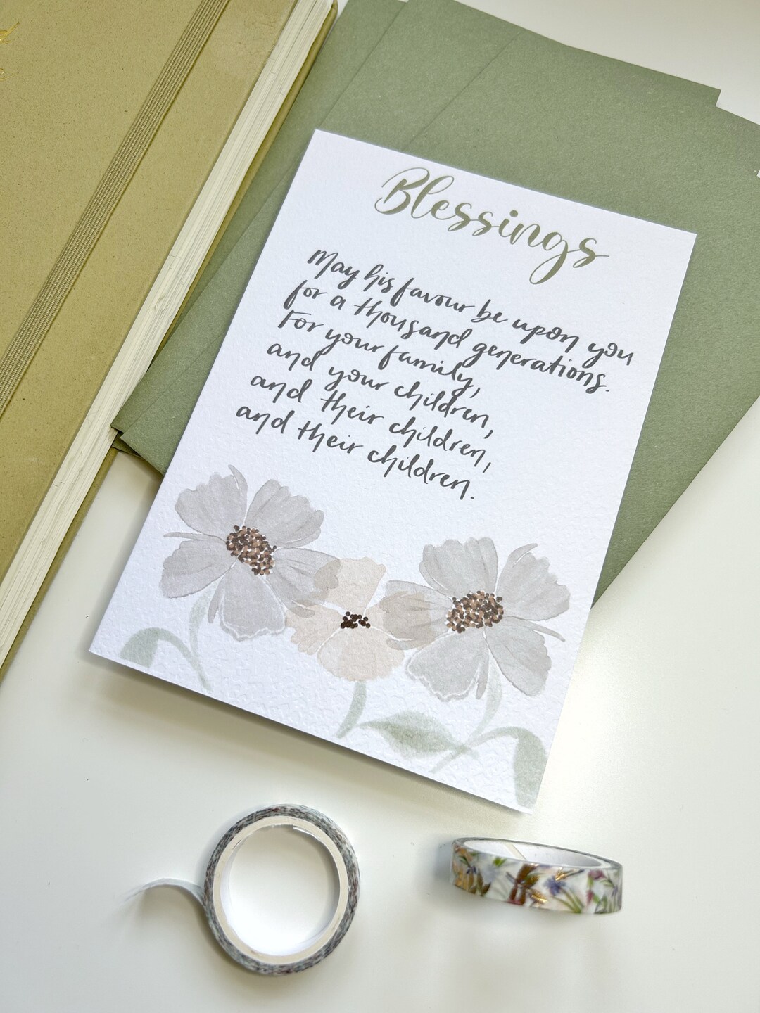 Floral Blessings Christian Greetings Card | Ideal for New Baby ...