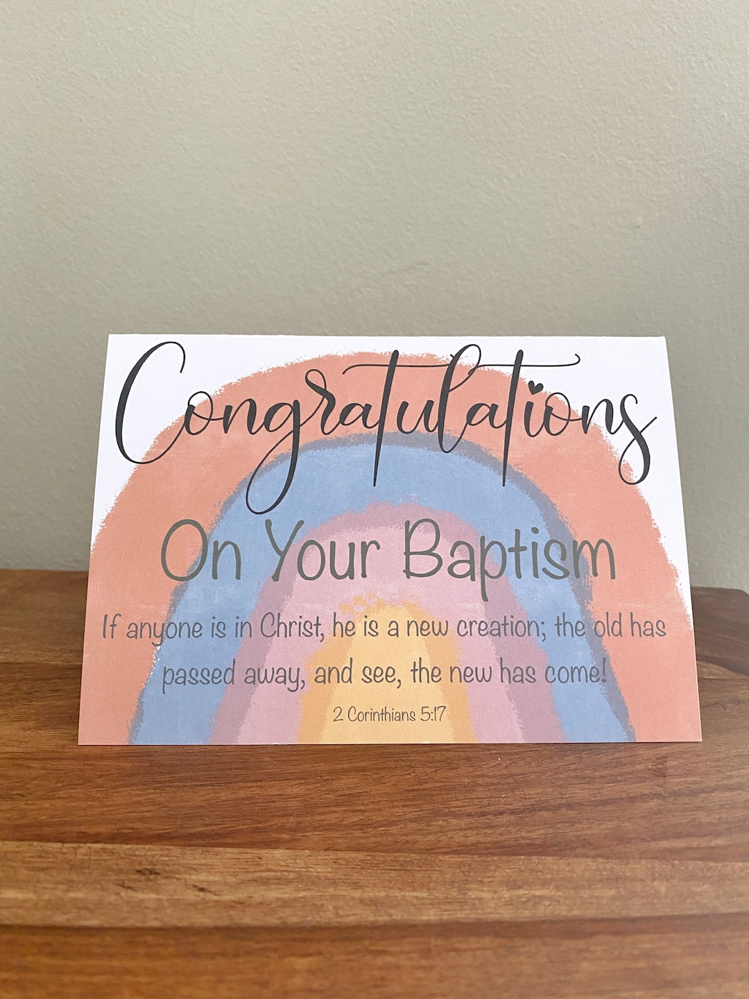 Adult Christian Baptism Congratulations Card With Bible Verse and ...