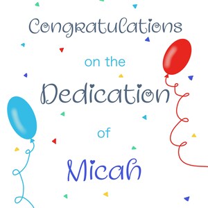 Dedication Card for Boy Boys Dedication Card Dedication Card Bible ...