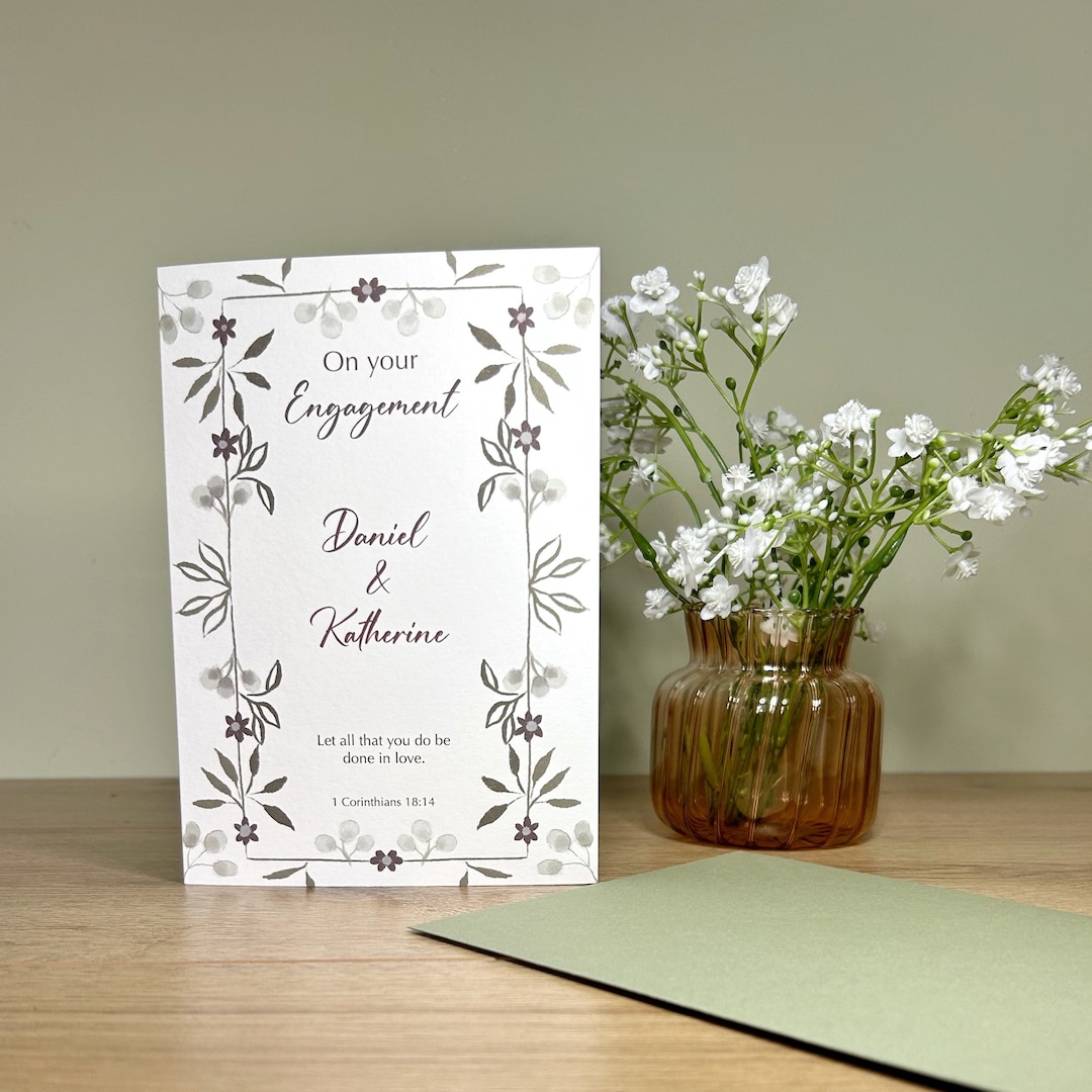 Personalised Christian Engagement Card | Bible Verse Engagement Card ...