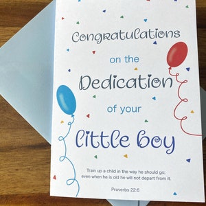 Dedication Card for Boy Boys Dedication Card Dedication Card Bible ...