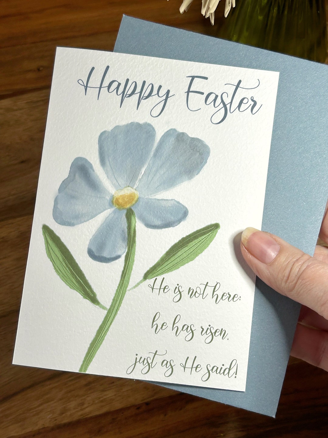 Christian Easter Card Bible Verse Easter Card Handpainted Flowers ...