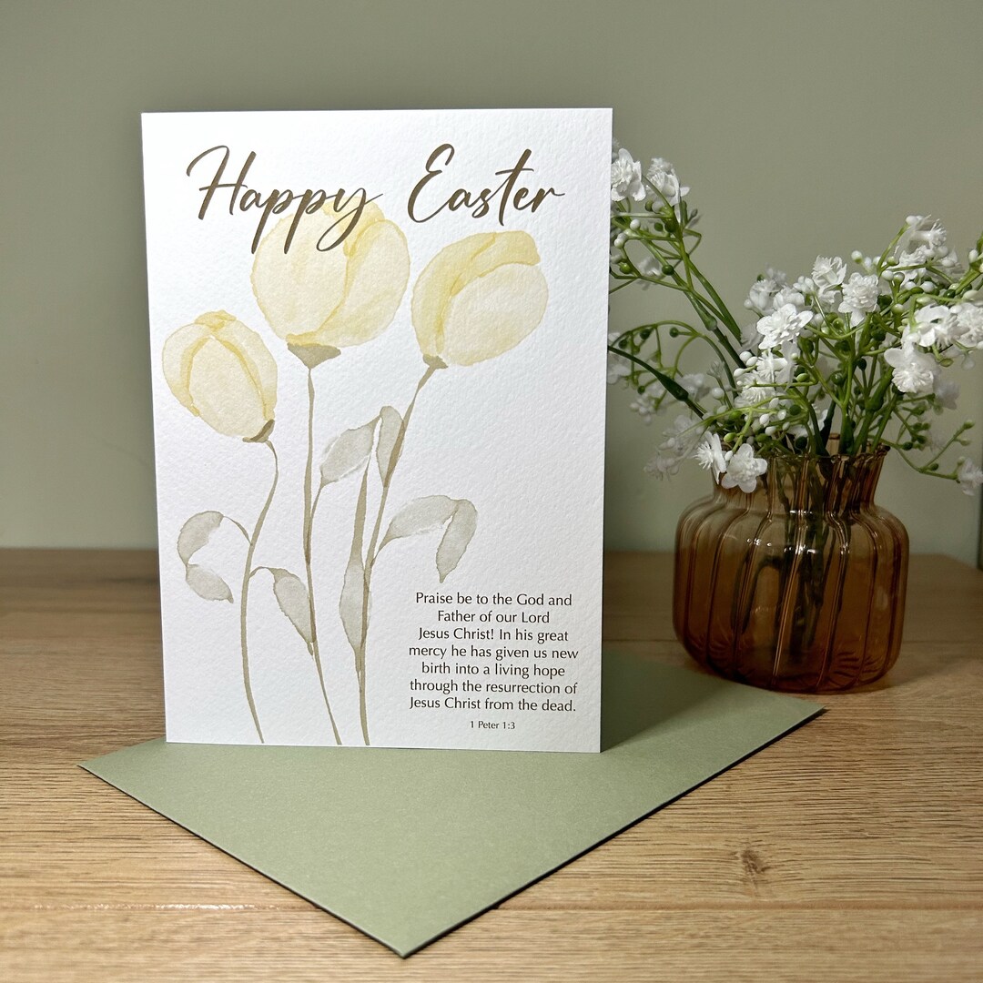 Easter Card | Bible Verse Easter Card | Christian Easter Card | Floral ...