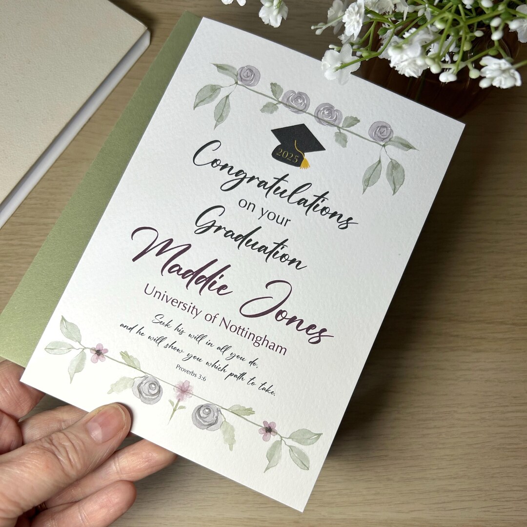 Graduation Card | Bible Verse Graduation Card | Personalised Christian ...