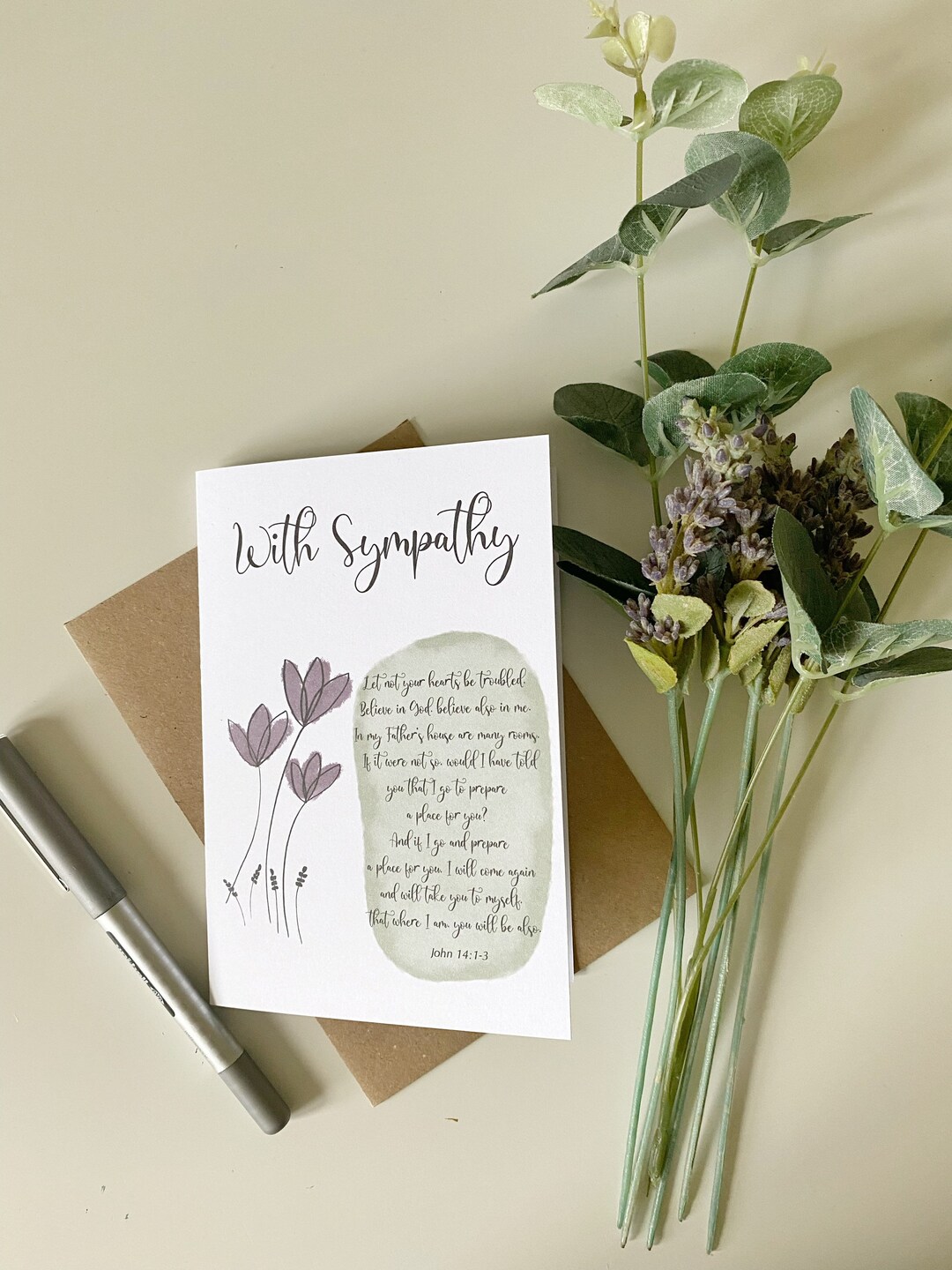 Sympathy Card | With Sympathy | Bible Verse Sympathy Card | Scripture ...