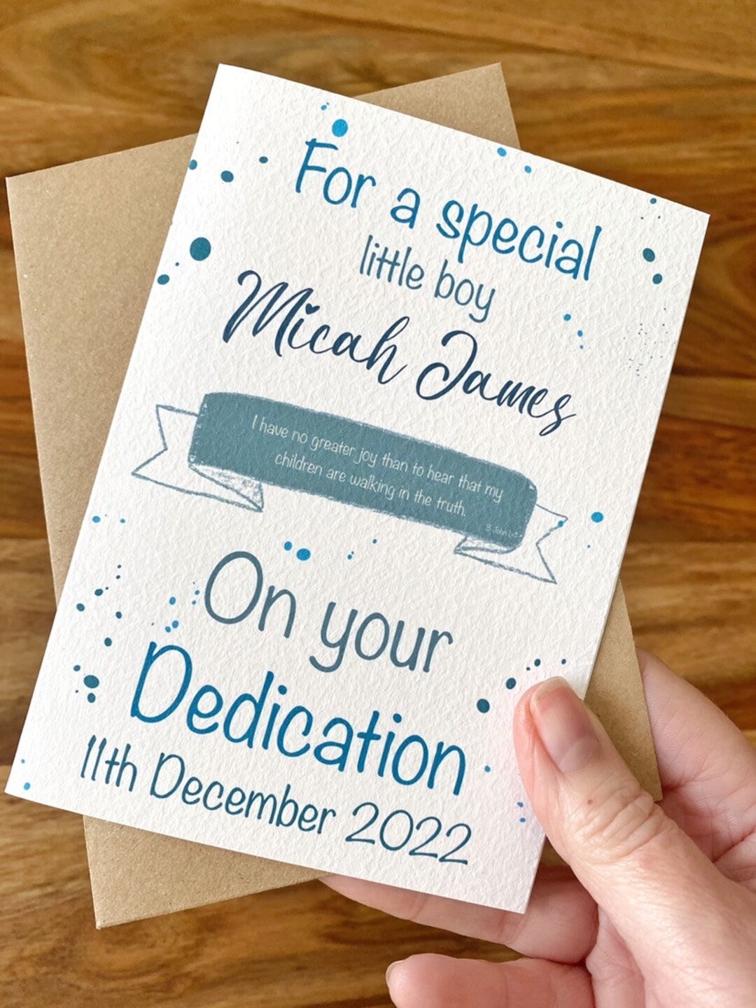 Personalised Dedication Card for Boy Christian Dedication - Etsy